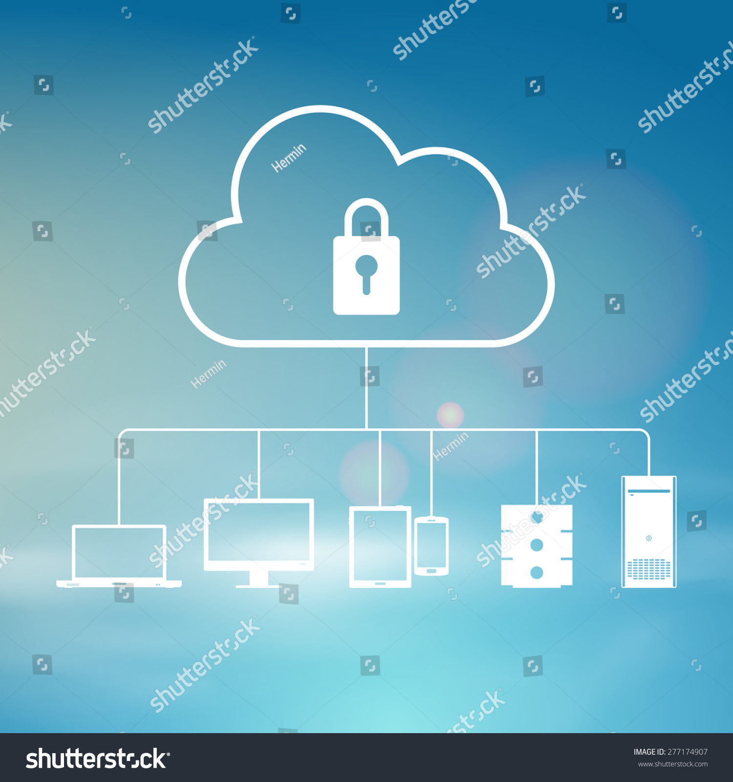 Vector Illustration Secure Cloud Sky Background Stock Vector (Royalty ...