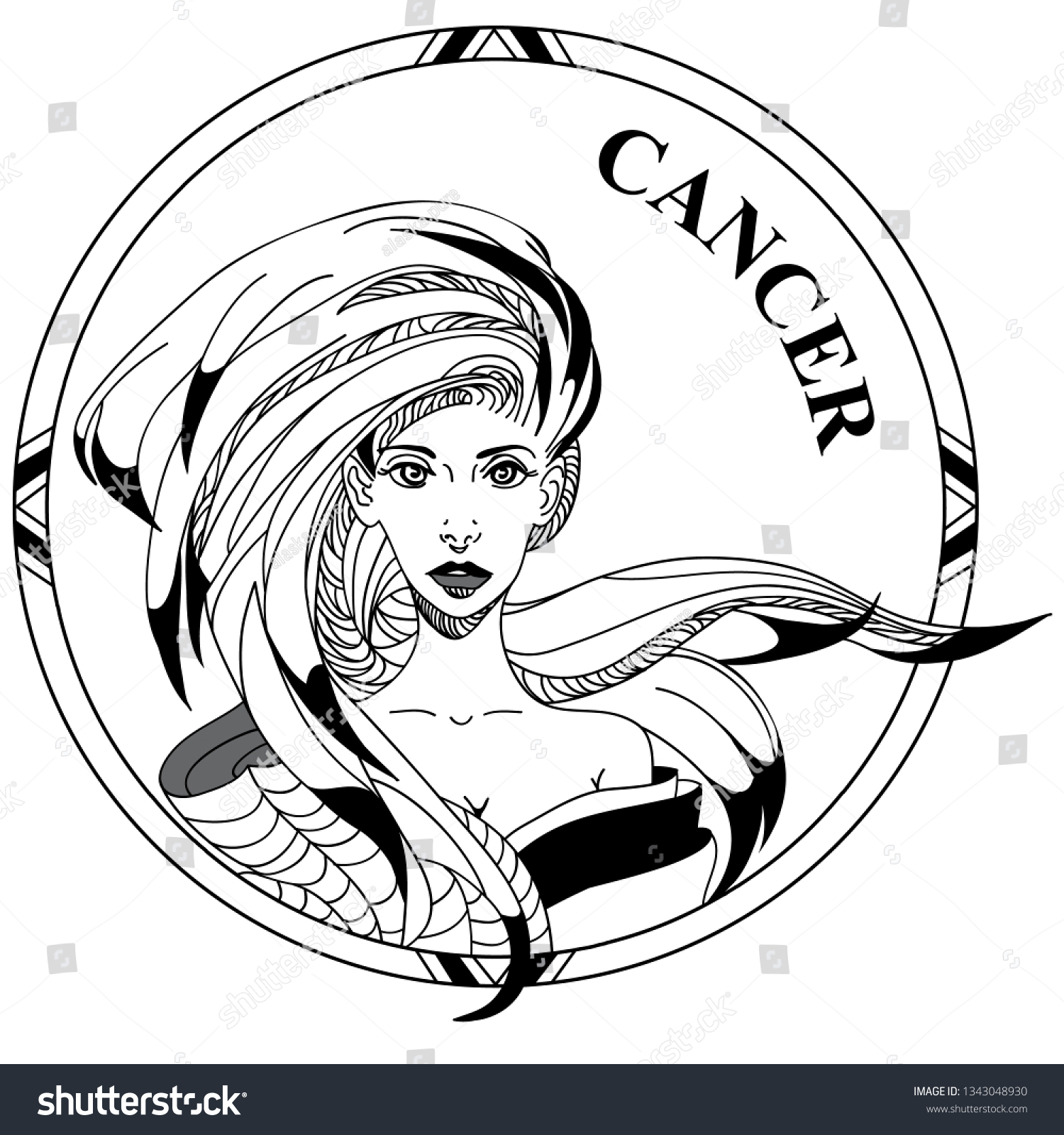 Vector Illustration Sign Zodiac Cancer Beautiful Stock Vector Royalty