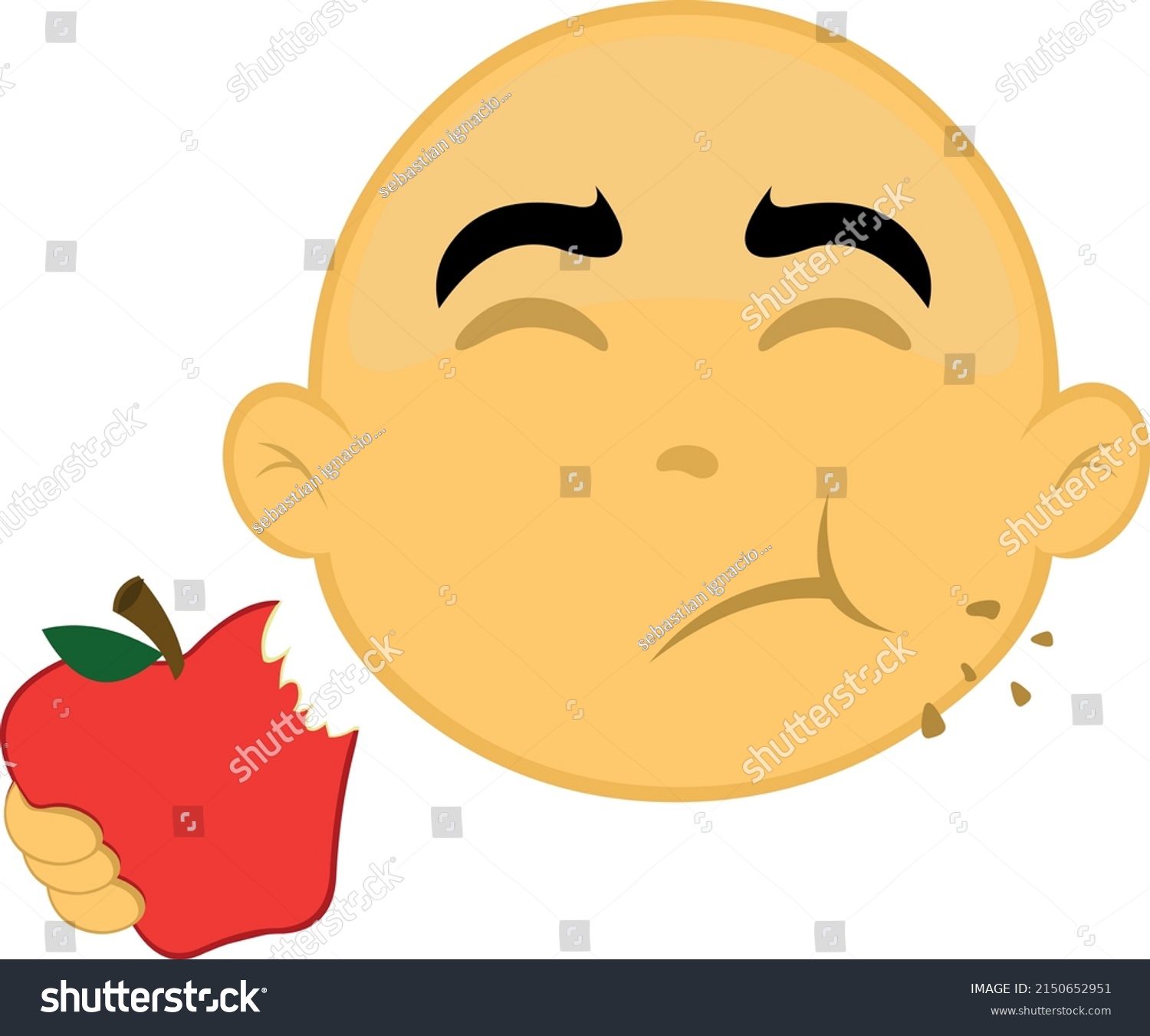 Vector Illustration Face Yellow Bald Cartoon Stock Vector Royalty Free