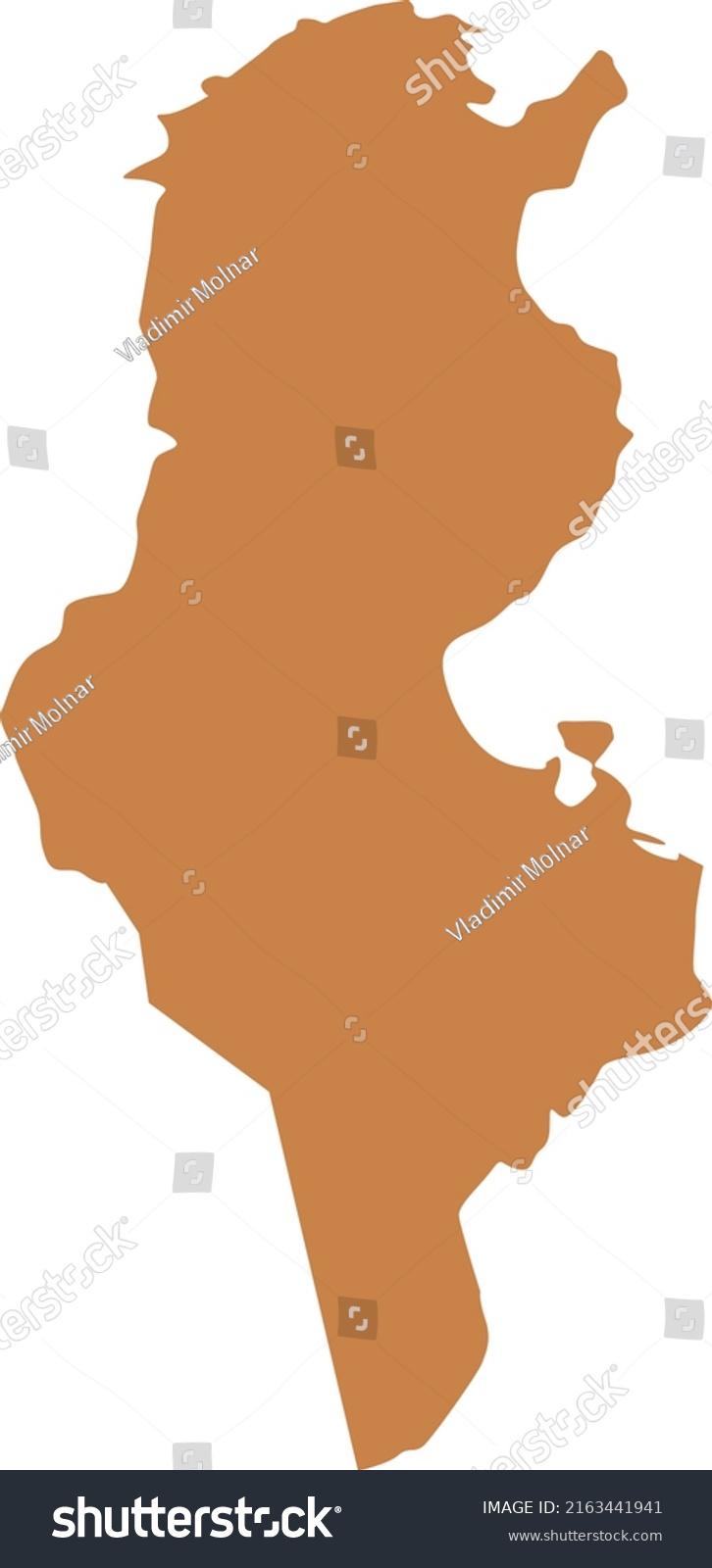 Vector Illustration Tunisia Map Stock Vector Royalty Free 2163441941