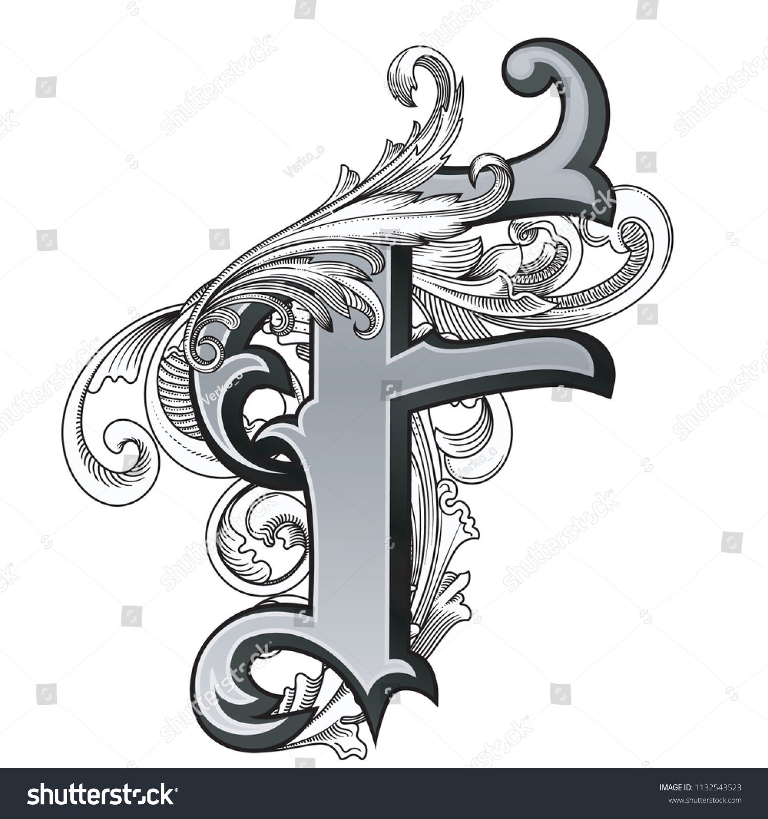 Vector Illustration Uppercase Letter Decorations Isolated Vector De Stock Libre De Regalías