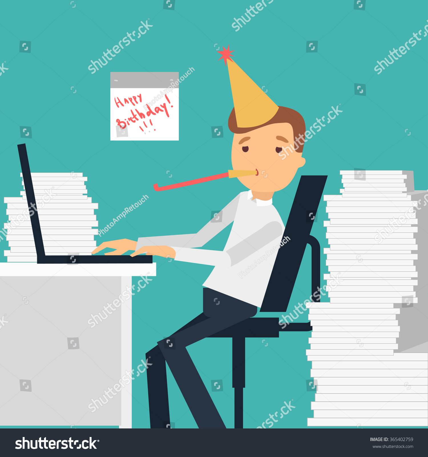 Vector Illustration Office Worker Tired Work Stock Vector (Royalty Free ...