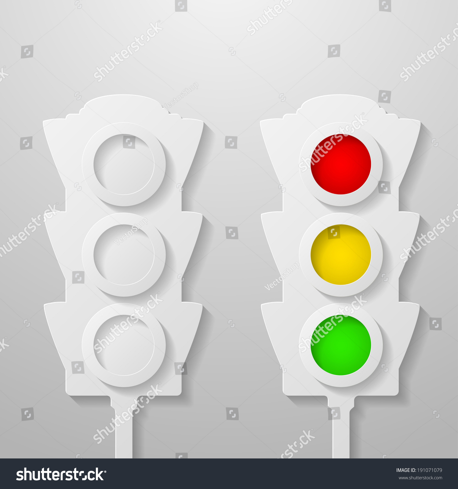 Vector Illustration Paper Traffic Light Stock Vector (Royalty Free ...