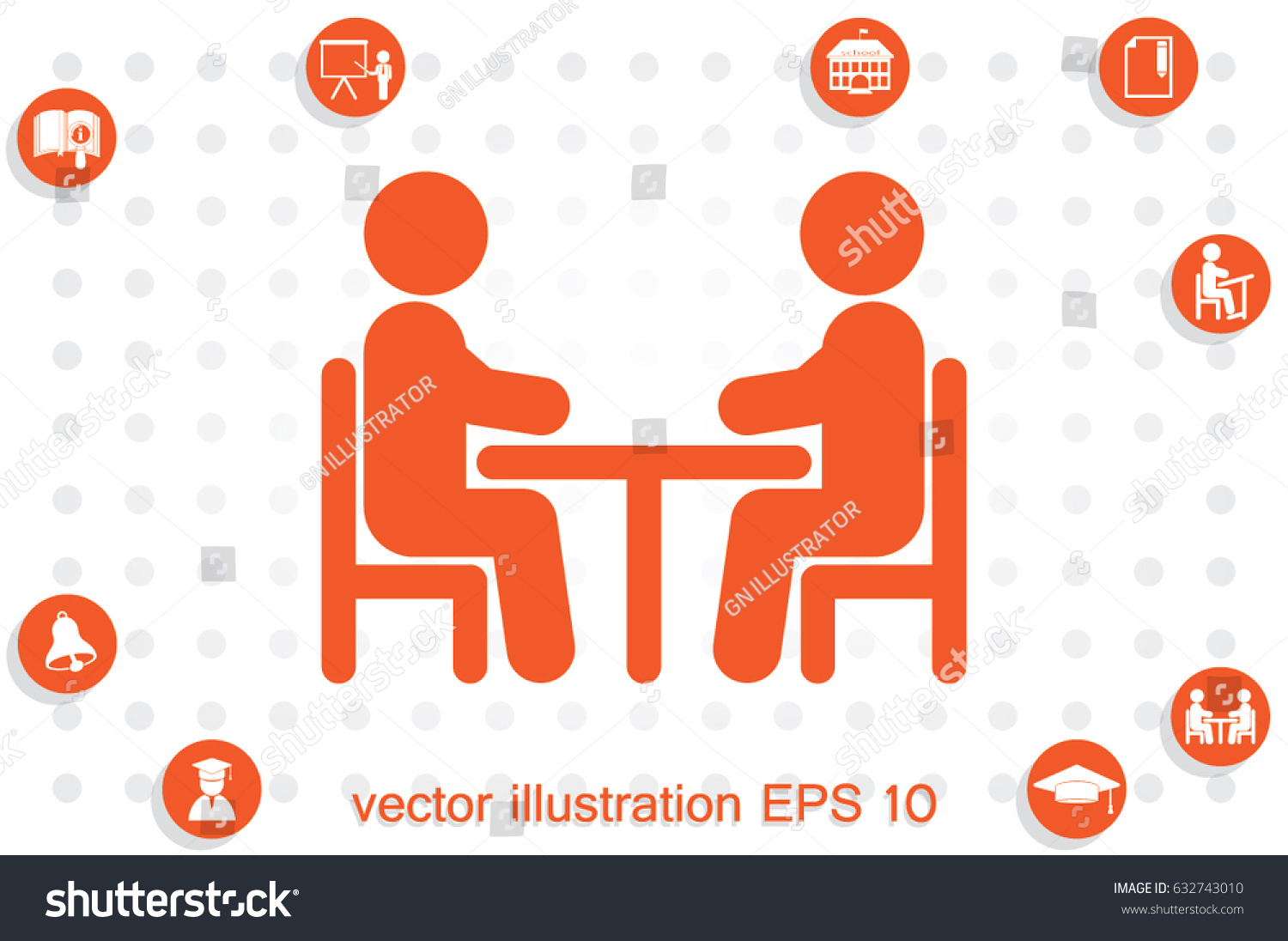 Vector Illustration People Table Icon Stock Vector (Royalty Free ...