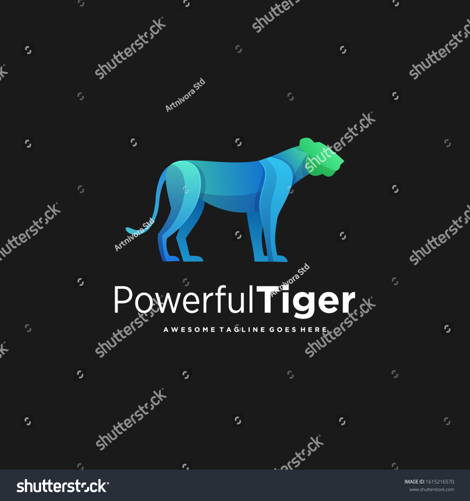 Vector Illustration Power Full Tiger Gradient Stock Vector (Royalty ...