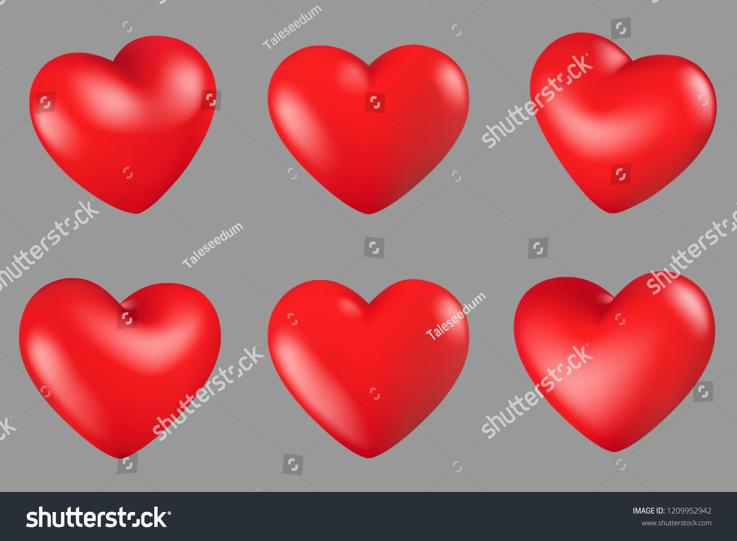 Vector Illustration Red Hearts Different 6 Stock Vector (Royalty Free ...