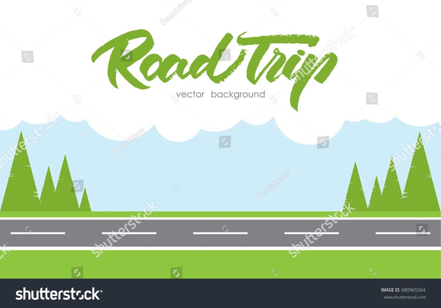 Vector Illustration Road Trip Background: เวกเตอร์สต็อก (ปลอดค่า ...