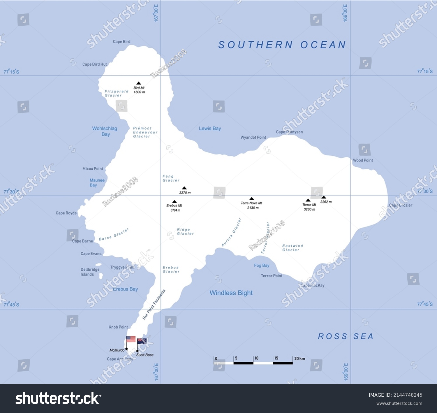 Vector Illustration Ross Island Map Stock Vector (Royalty Free ...