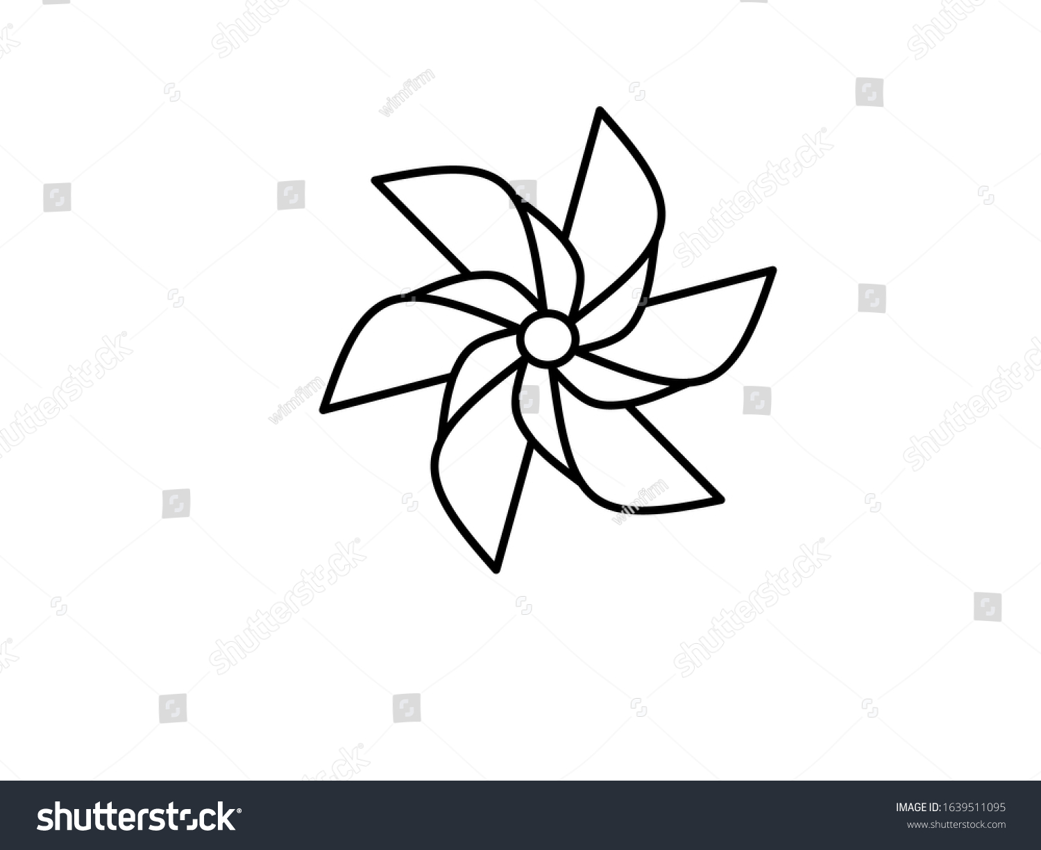 Vector Illustration Rotating Windmill On White Stock Vector (Royalty ...