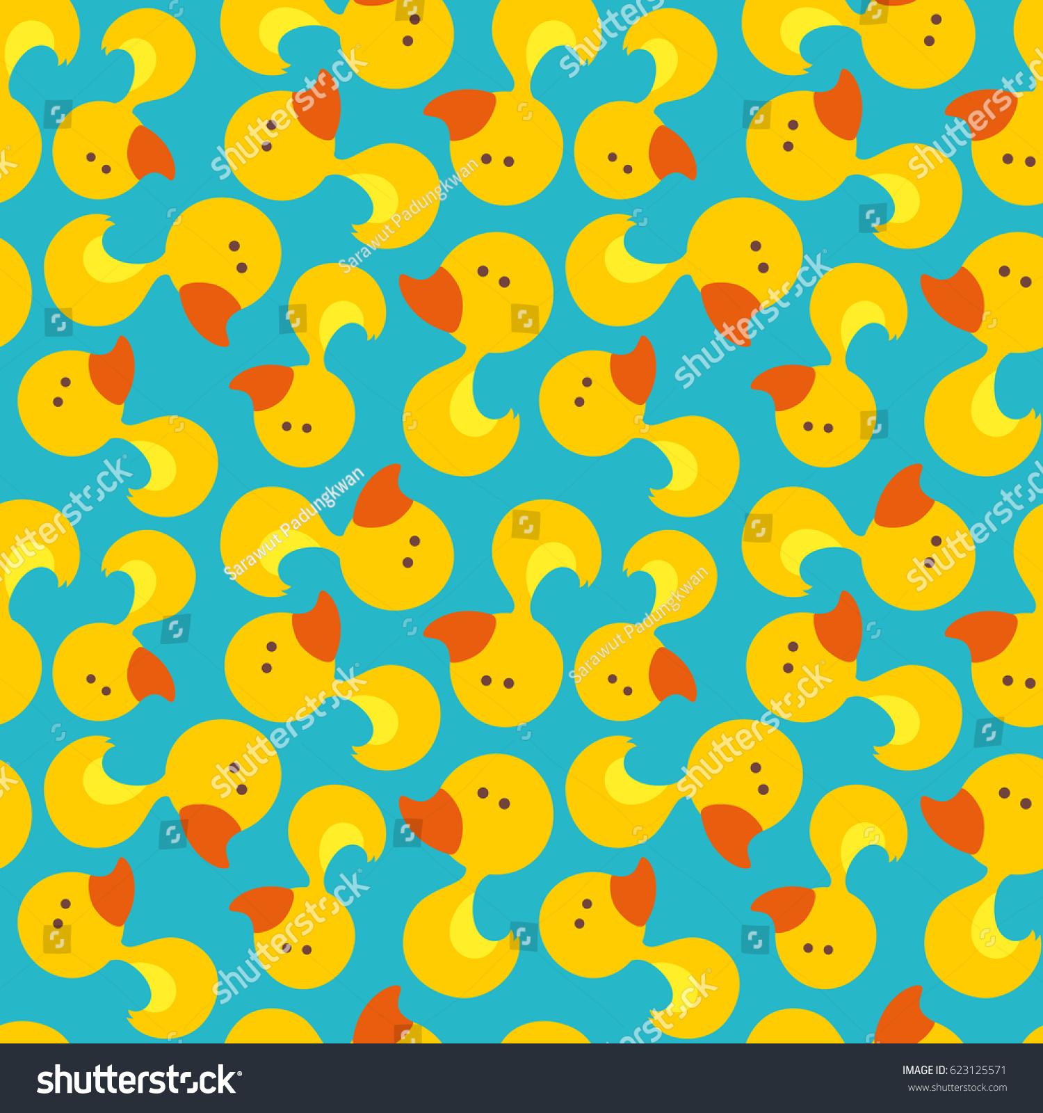 Vector Illustration Seamless Pattern Cartoon Duck Stock Vector (Royalty ...