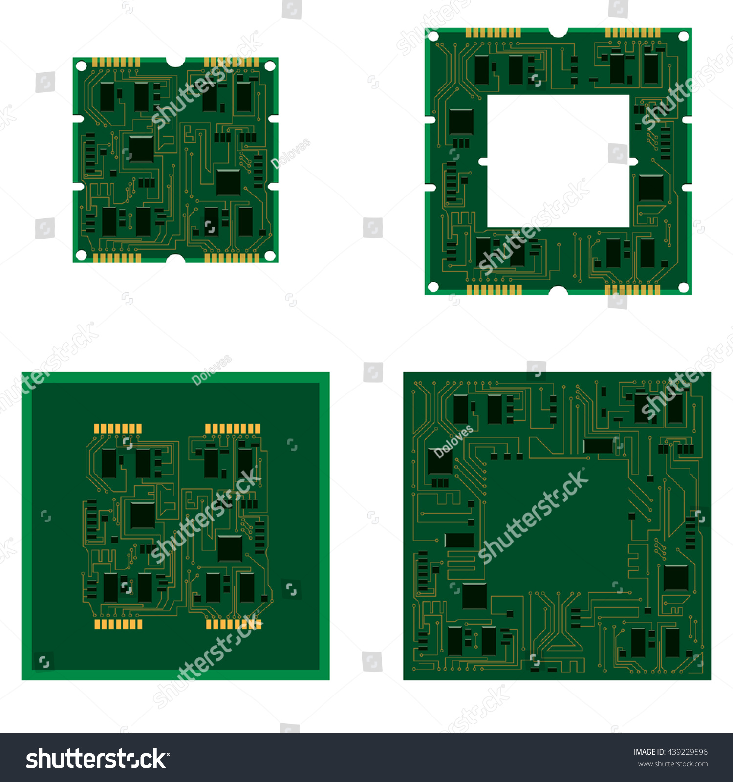 Vector Illustration Set Electric Circuit Board Stock Vector (Royalty ...