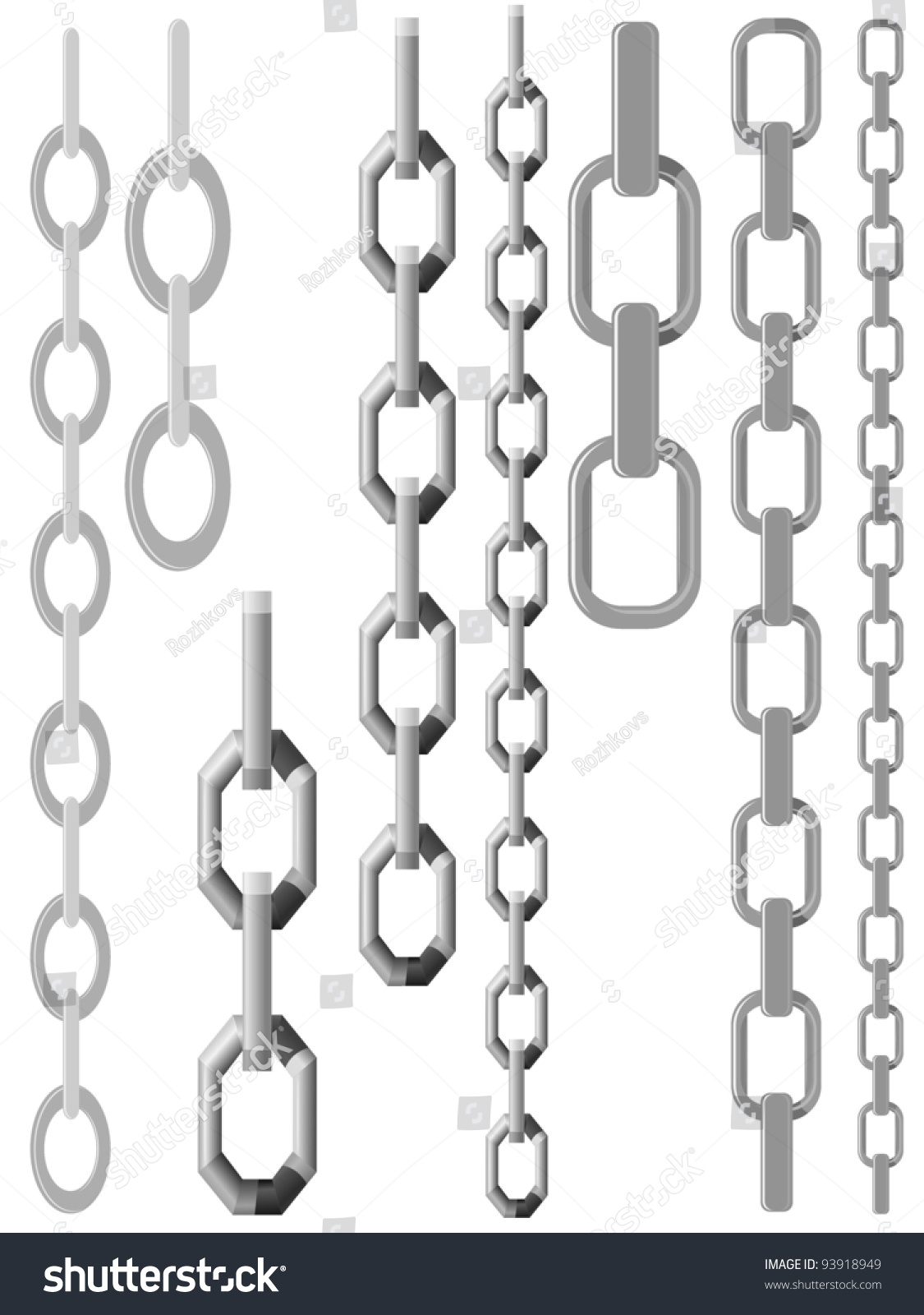 Vector Illustration Set Chains Stock Vector (Royalty Free) 93918949 ...