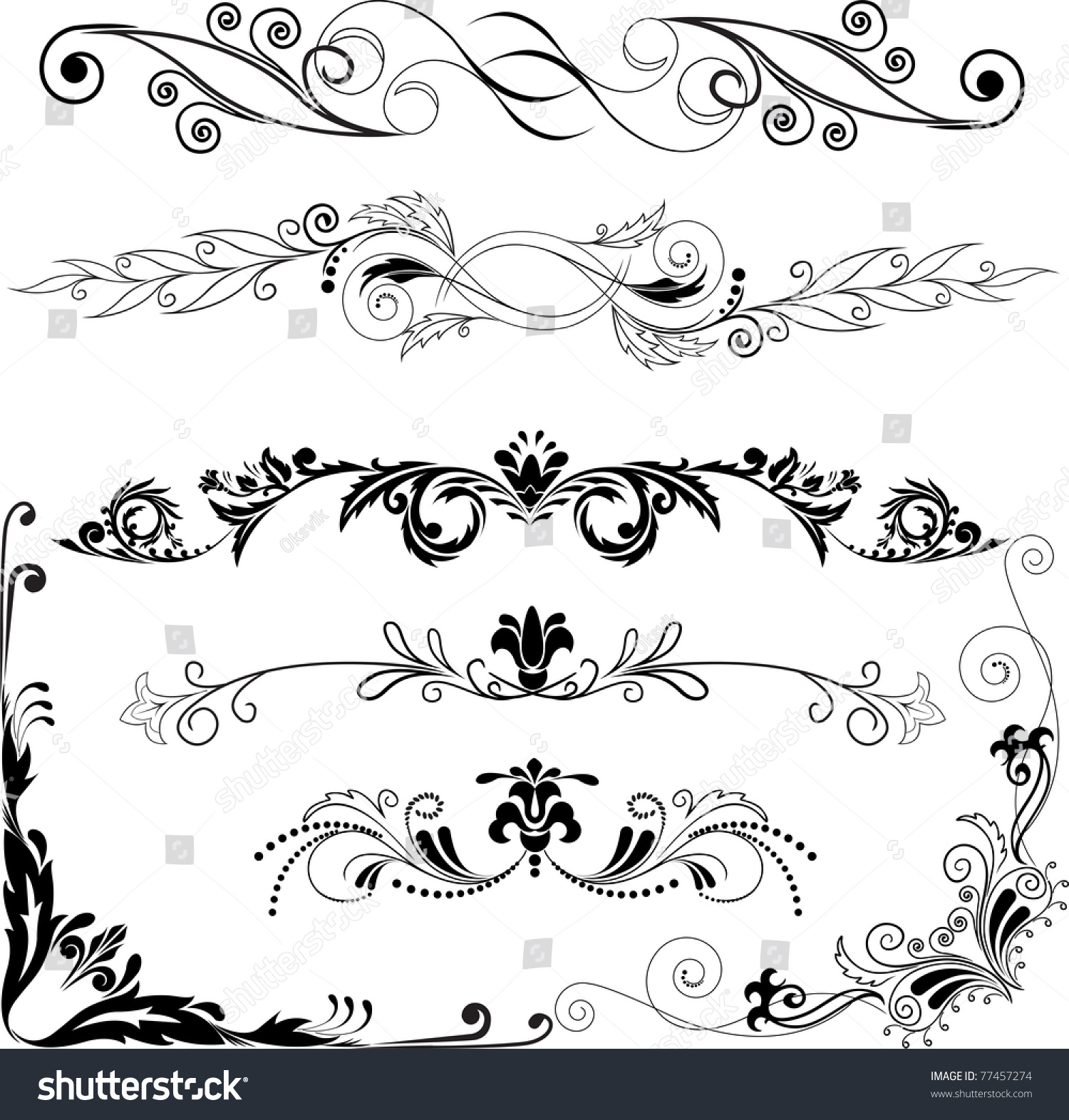 Vector Illustration Set Decorative Horizontal Angular Stock Vector ...