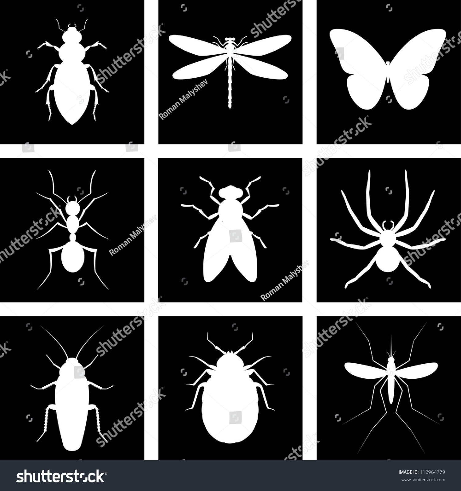 Vector Illustration Silhouette Insect Stock Vector (Royalty Free) 112964779