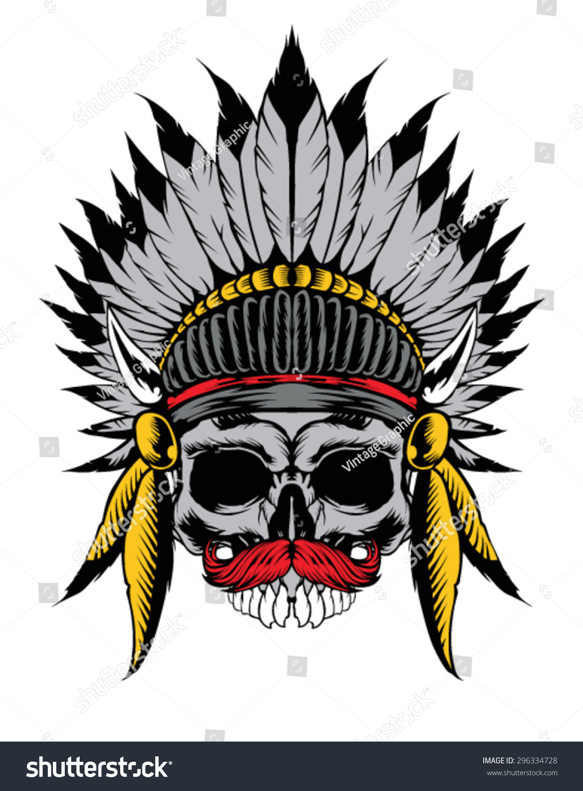 Vector Illustration Skull Chief: vector de stock (libre de regalías ...