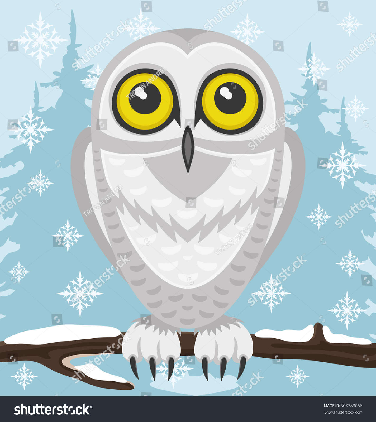 Vector Illustration Snowy Owl Stock Vector (Royalty Free) 308783066