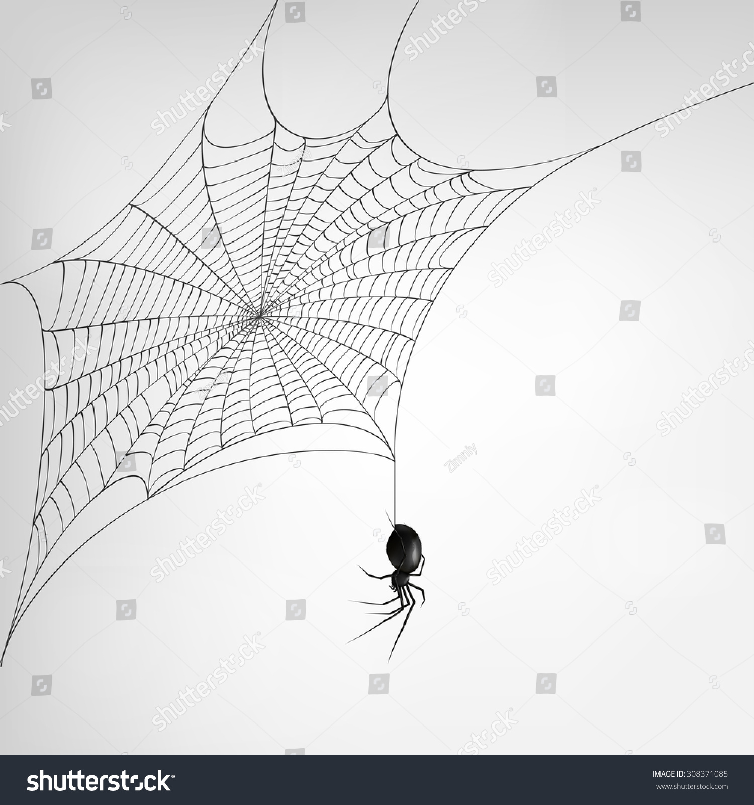 Vector Illustration Spider Hanging Web Cobweb: เวกเตอร์สต็อก (ปลอดค่า ...