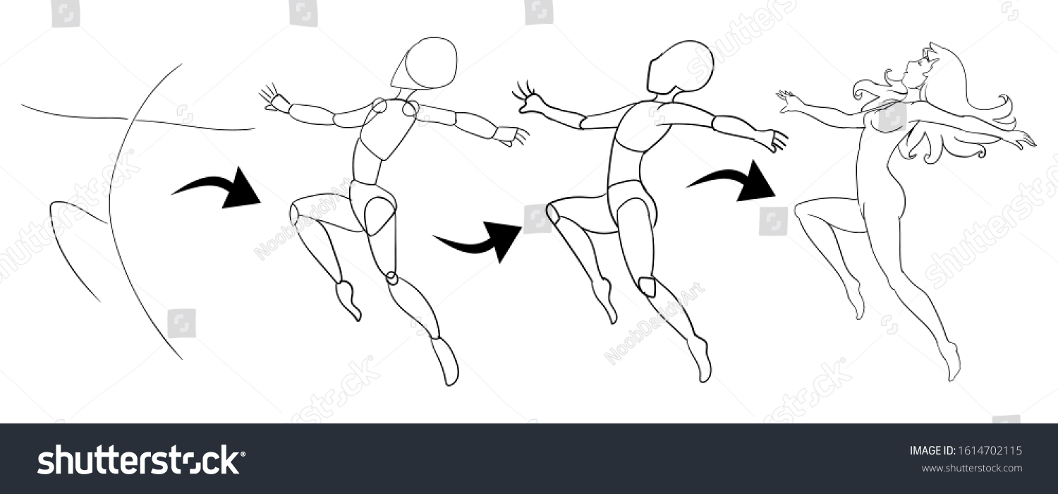Vector Illustration Step Process Drawing Practice Stock Vector (Royalty ...