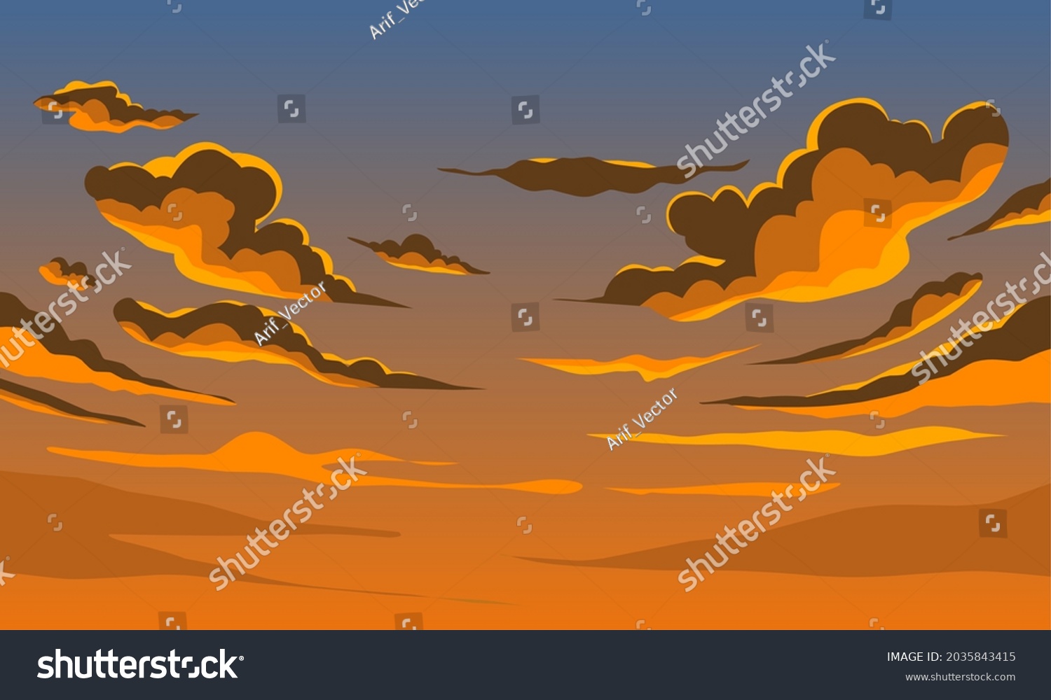 Vector Illustration Sunset Clouds Background Image Stock Vector ...