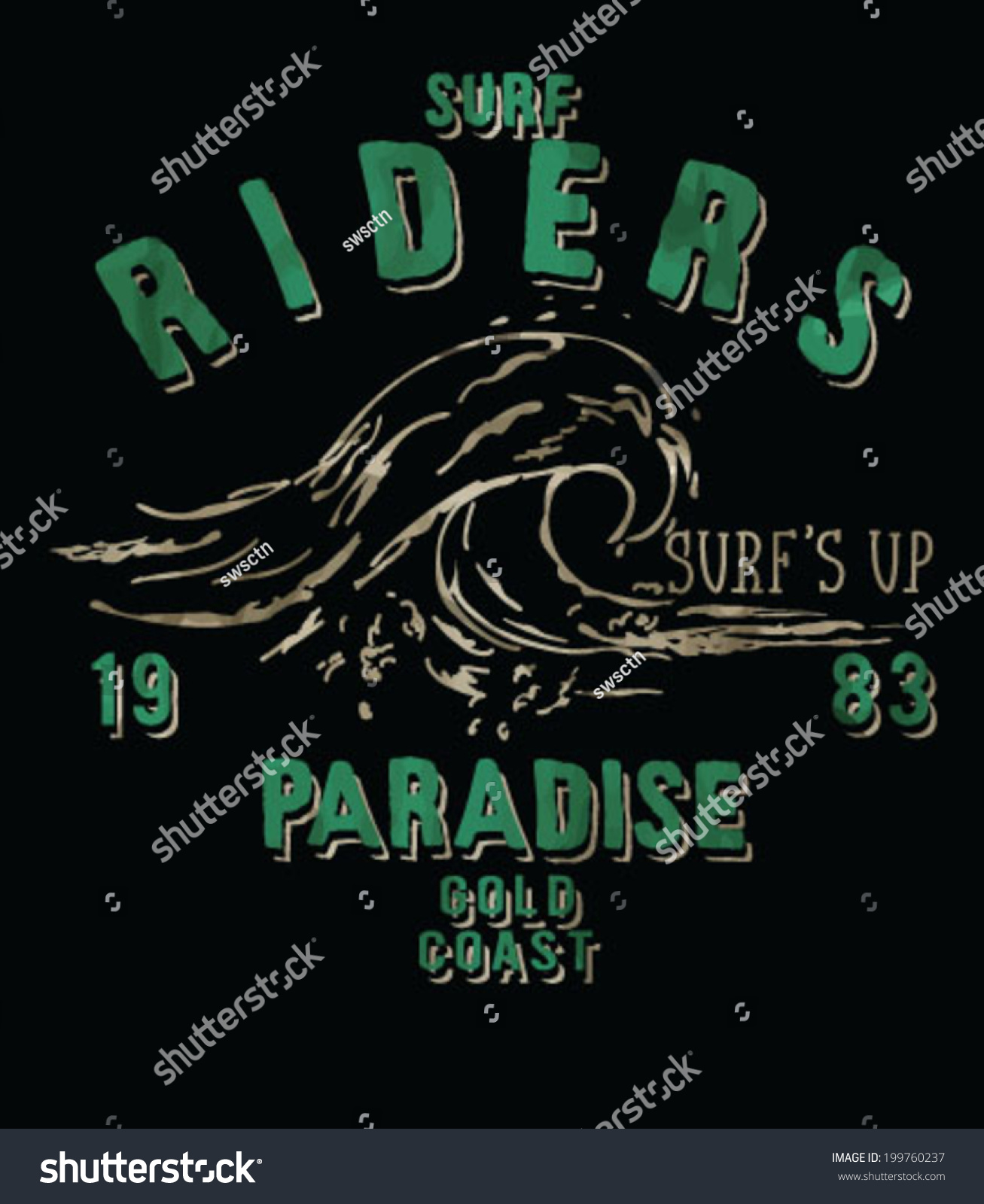Vector Illustration Surf Wave Drawing Stock Vector (Royalty Free) 199760237
