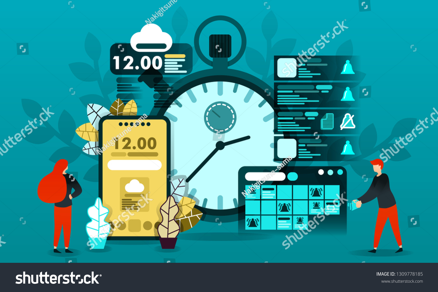 Vector Illustration Technology Time Ui Digital Stock Vector (Royalty ...
