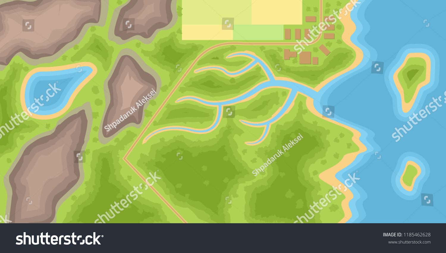 Vector Illustration Terrain Top View: vector de stock (libre de ...