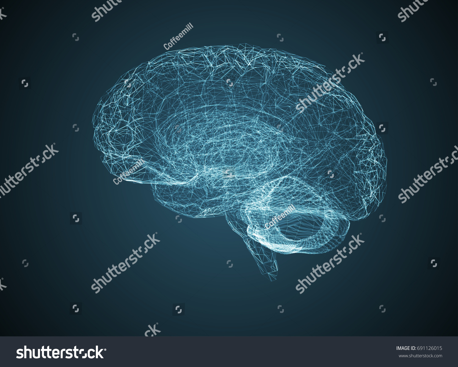 Vector Illustration Threedimensional Brain On Dark Stock Vector ...