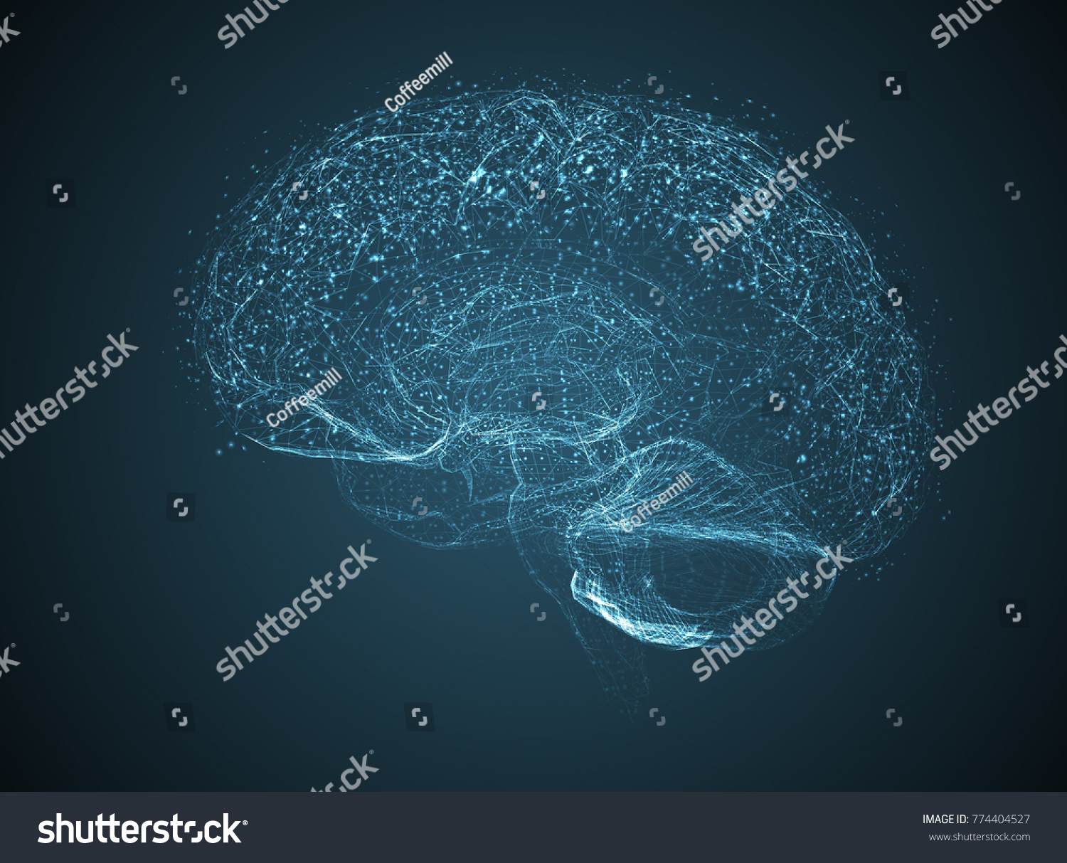 Vector Illustration Threedimensional Brain On Dark Stock Vector ...
