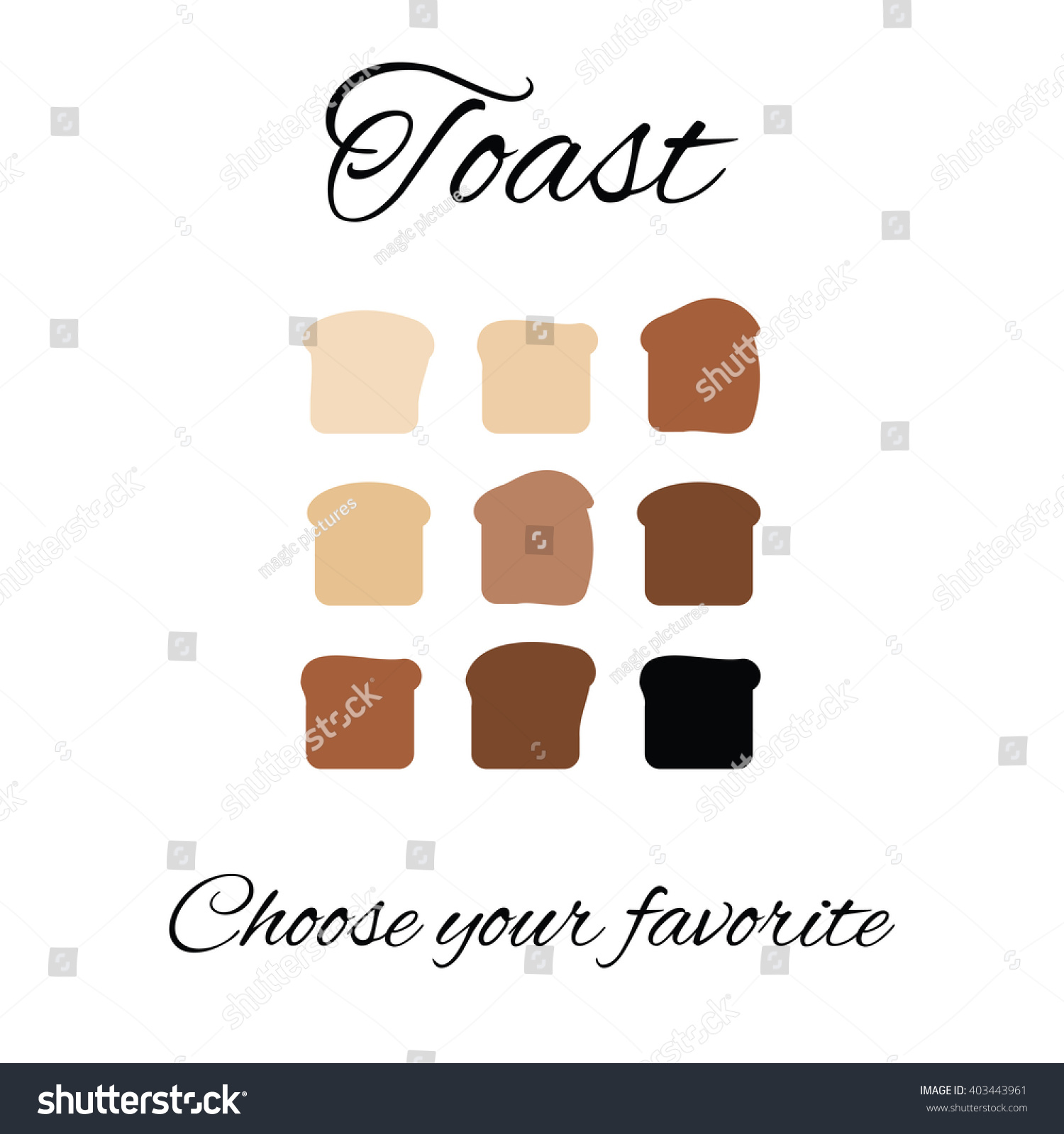 Vector Illustration Toast Bread Frying Levels Stock Vector (Royalty ...