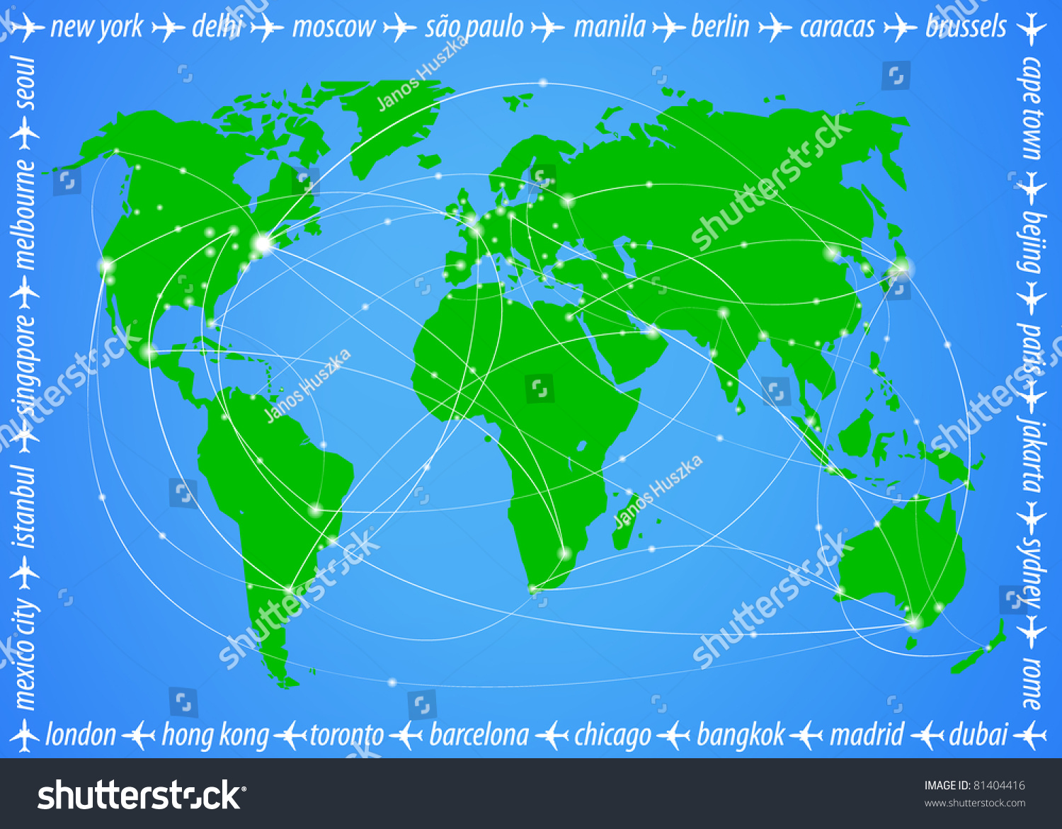 Vector Illustration Travel World Map: vector de stock (libre de ...