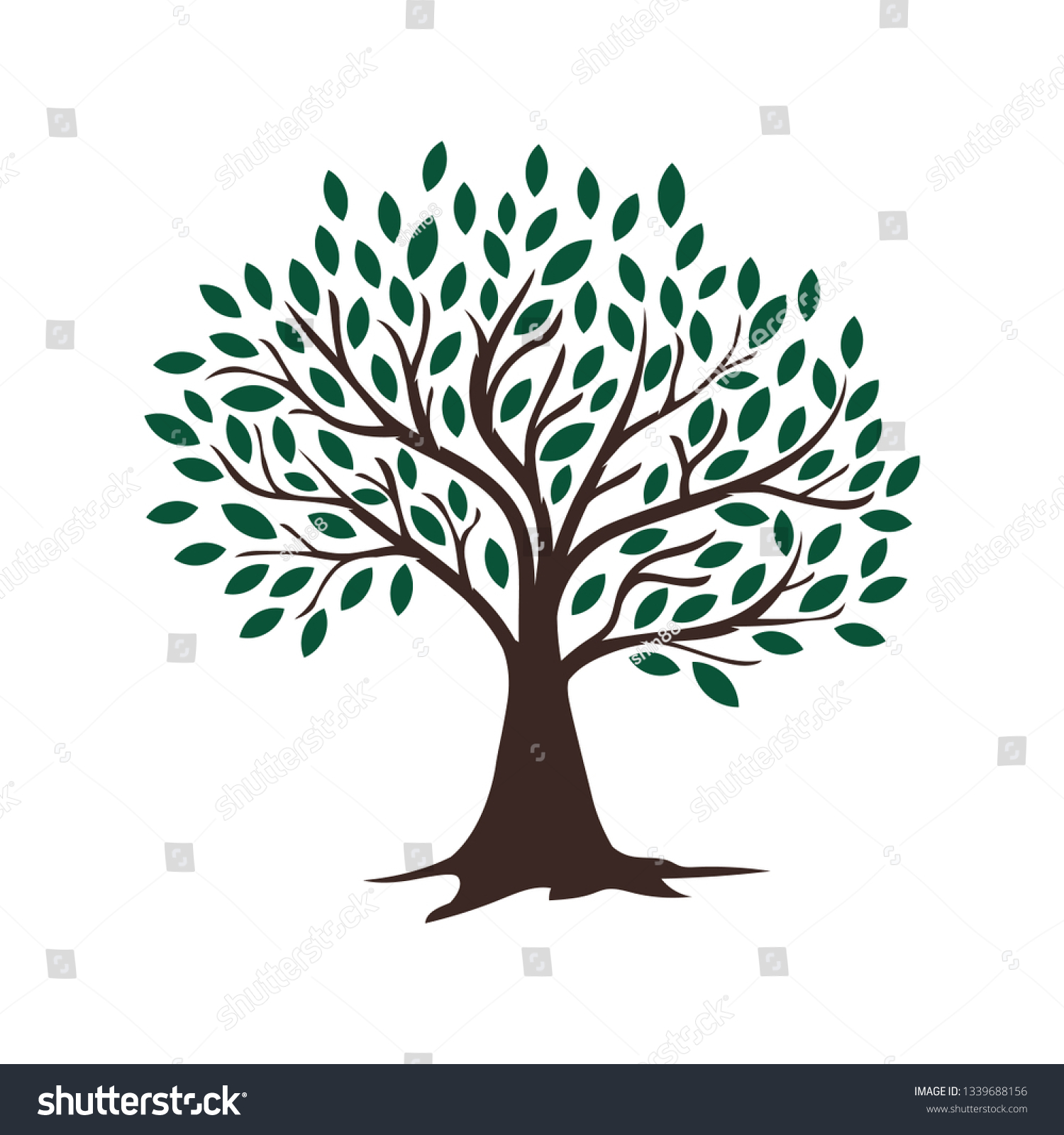 Vector Illustration Tree Roots Stock Vector (Royalty Free) 1339688156