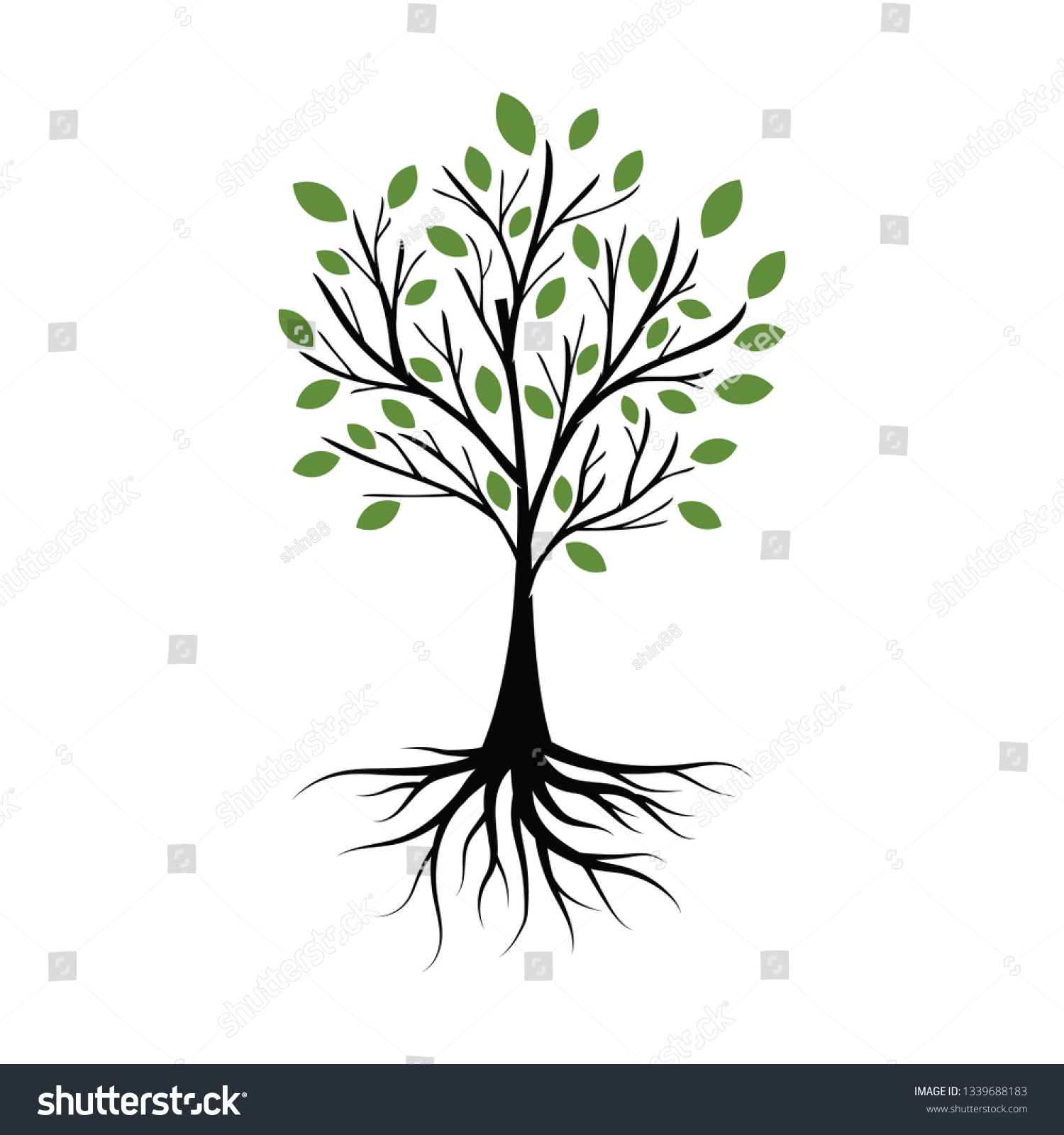 Vector Illustration Tree Roots Stock Vector (Royalty Free) 1339688183 ...
