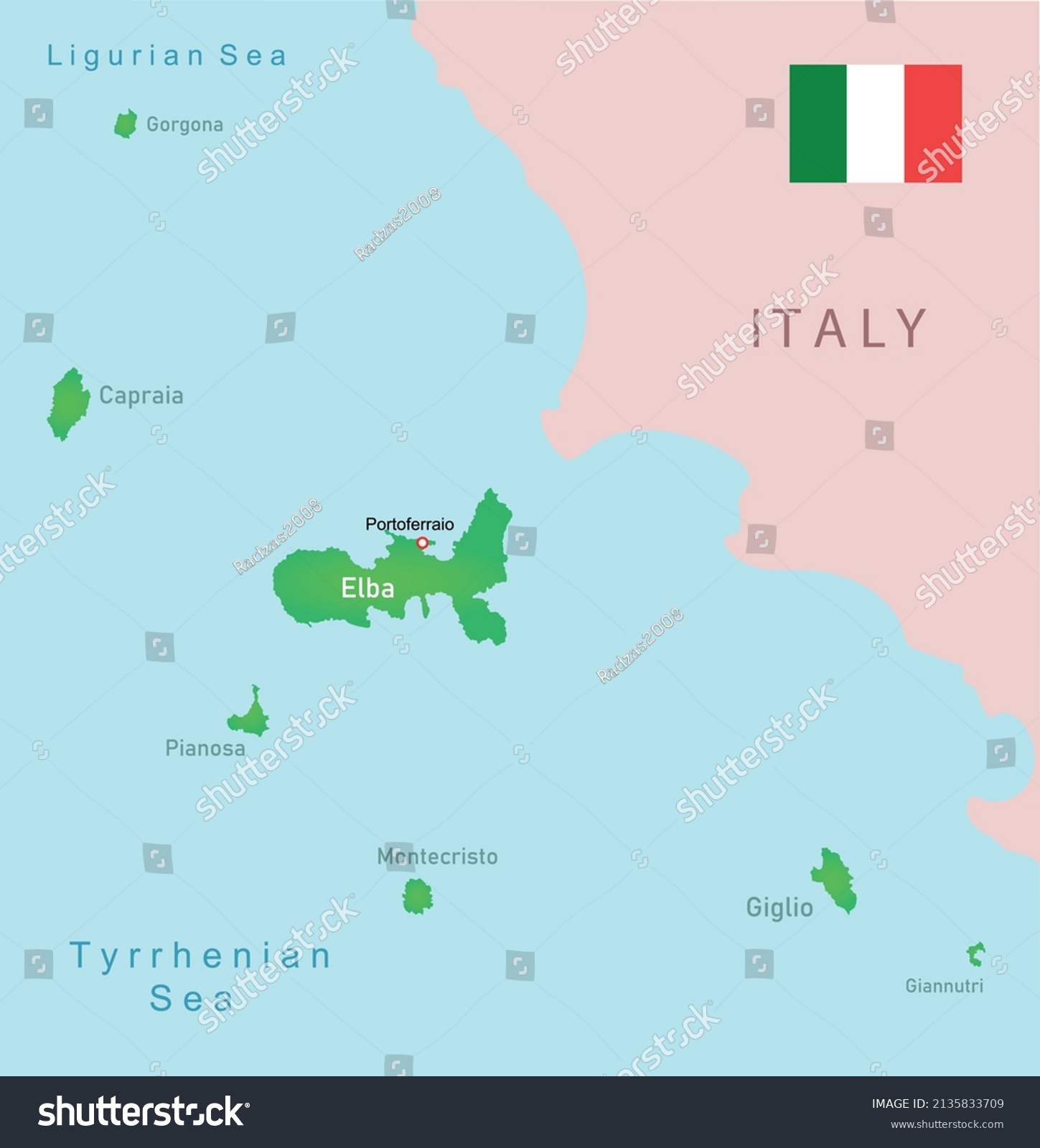 Vector Illustration Tuscan Archipelago Map Stock Vector (Royalty Free ...
