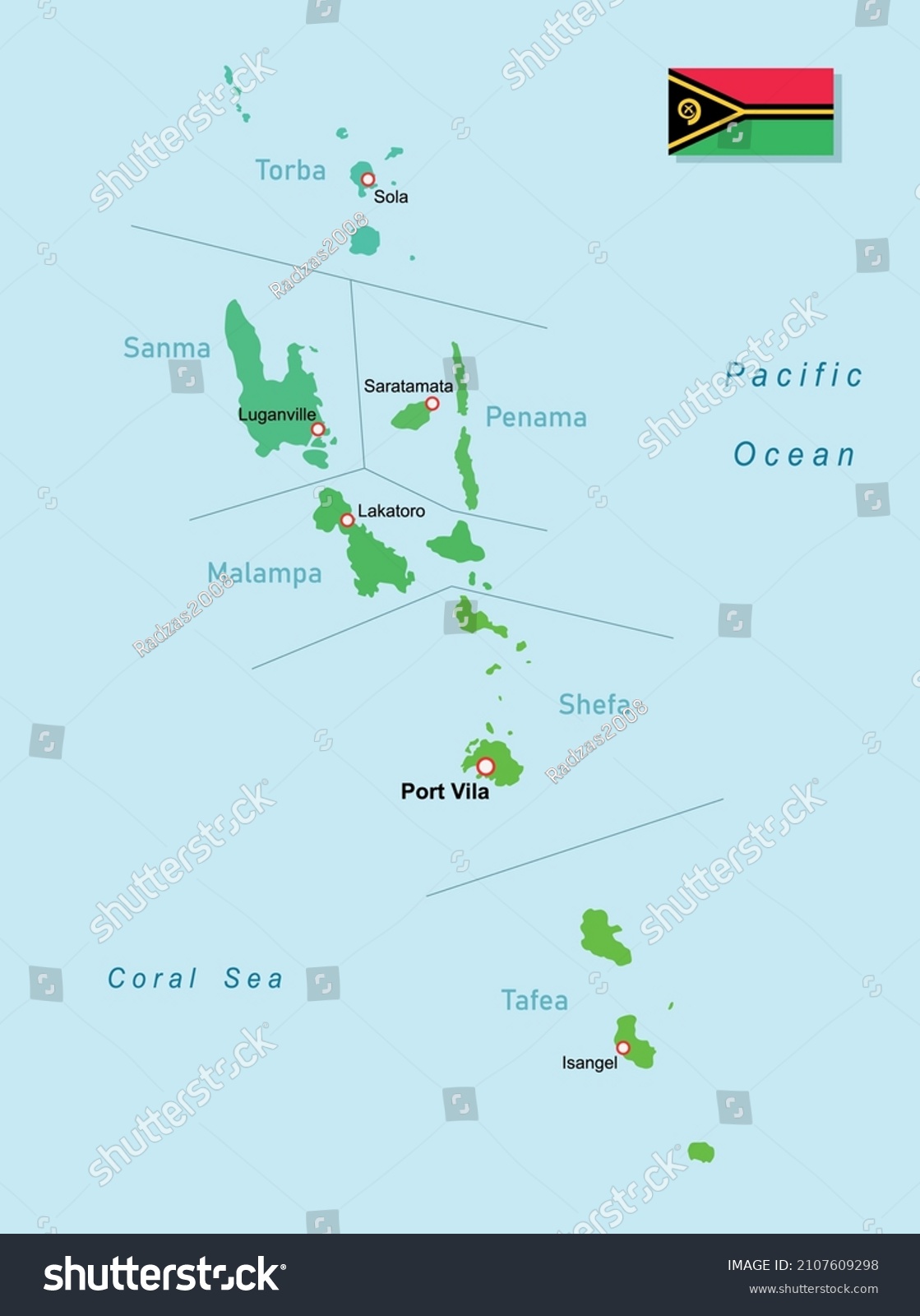 Vector Illustration Vanuatu Regions Map Stock Vector (Royalty Free ...