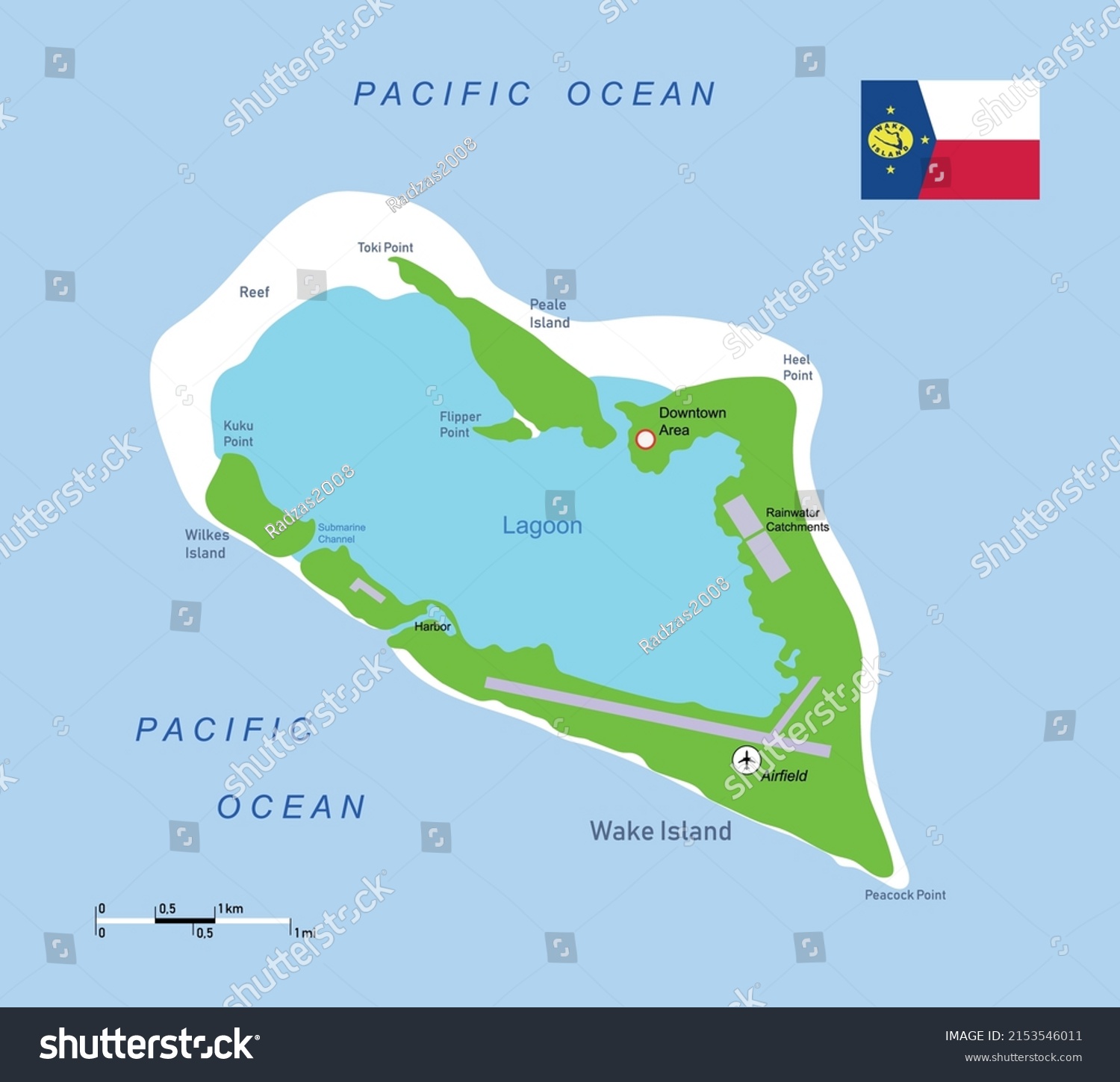 Vector Illustration Wake Island Map Stock Vector (Royalty Free ...