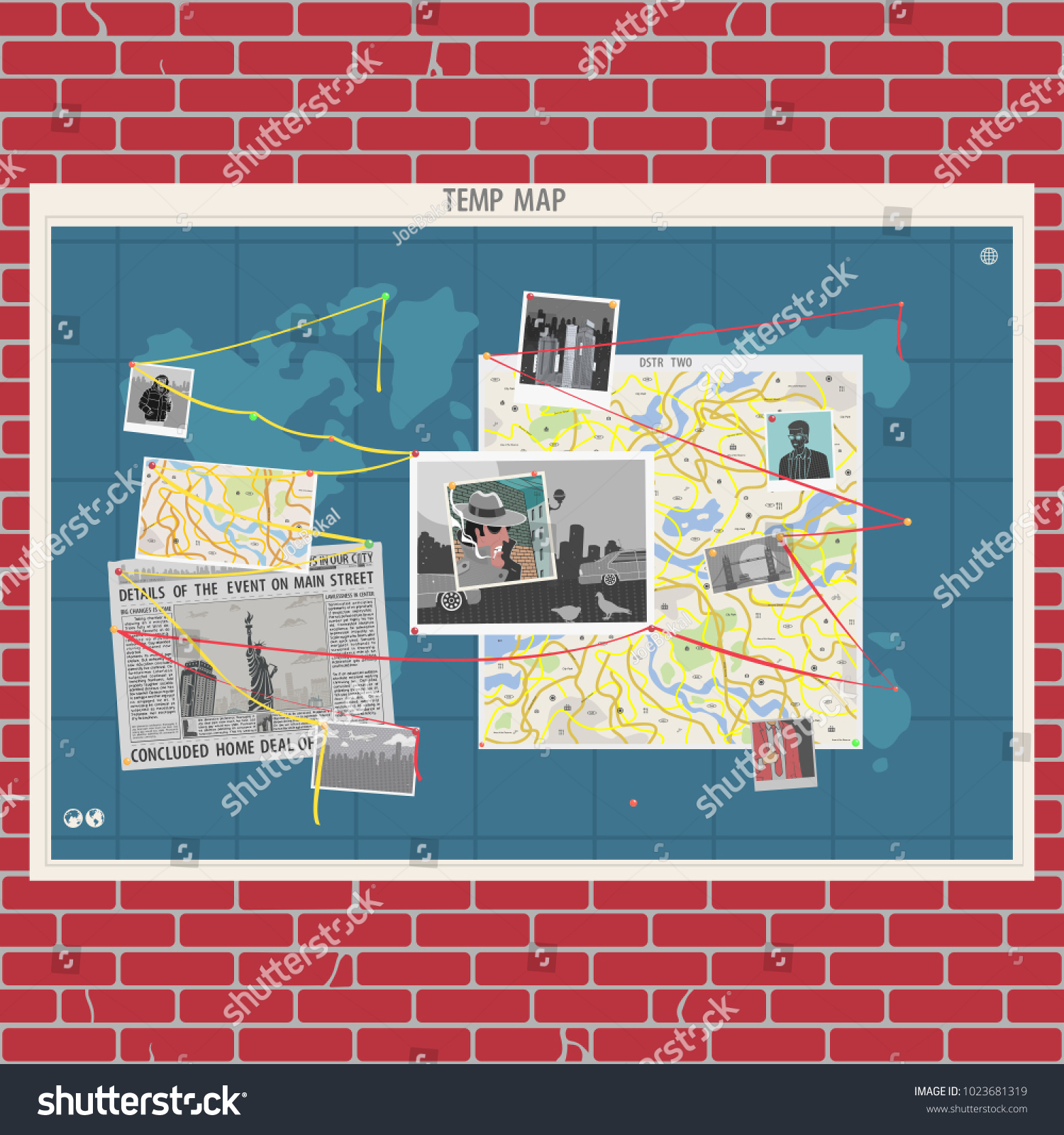 Vector Illustration Wall Crime Map Concept Stock Vector (Royalty Free ...