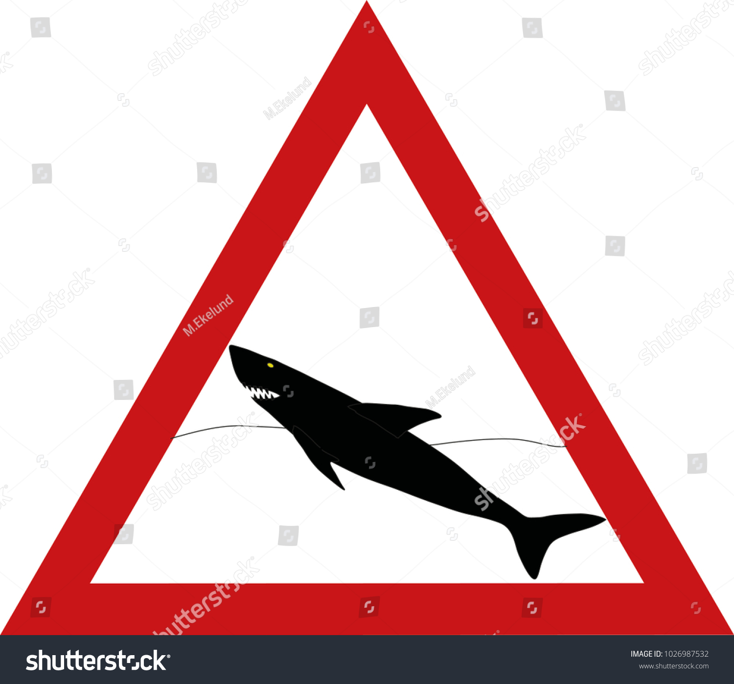 Vector Illustration Warning Sharks Stock Vector (Royalty Free) 1026987532
