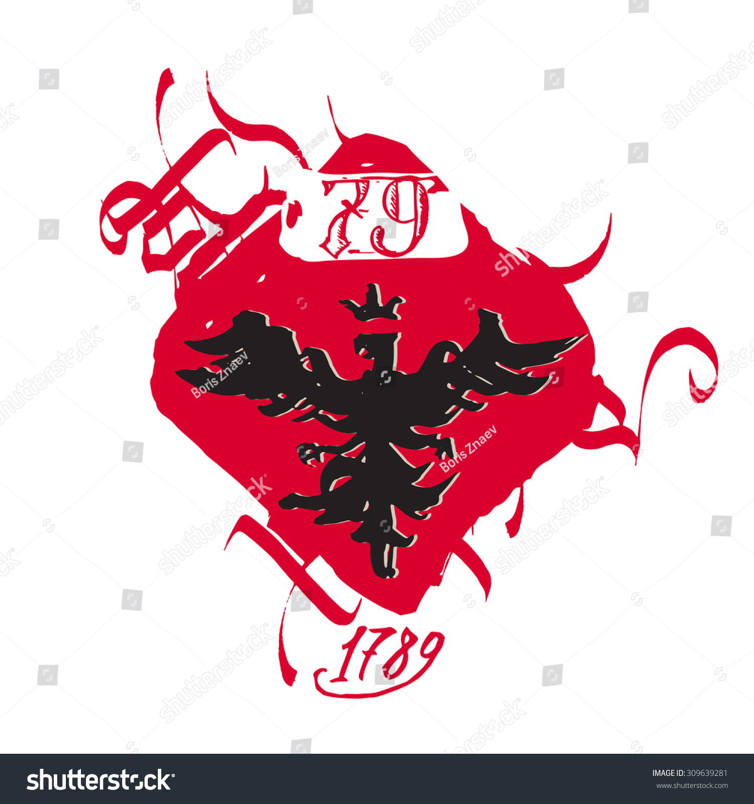 Vector Illustration Black Eagle Lettering Calligraphy: เวกเตอร์สต็อก ...