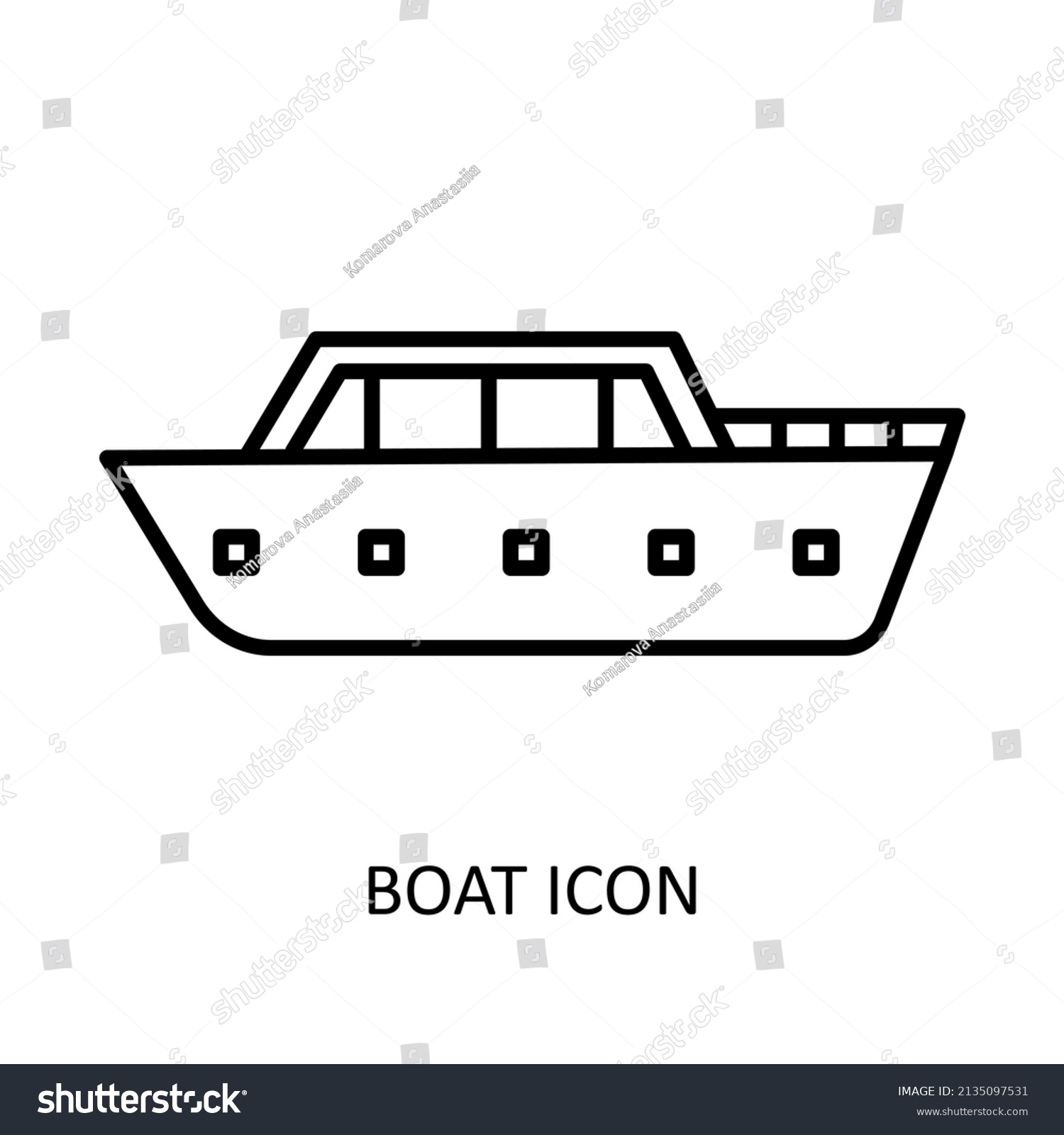 Vector Illustration Boat Linear Drawing Stock Vector (Royalty Free ...