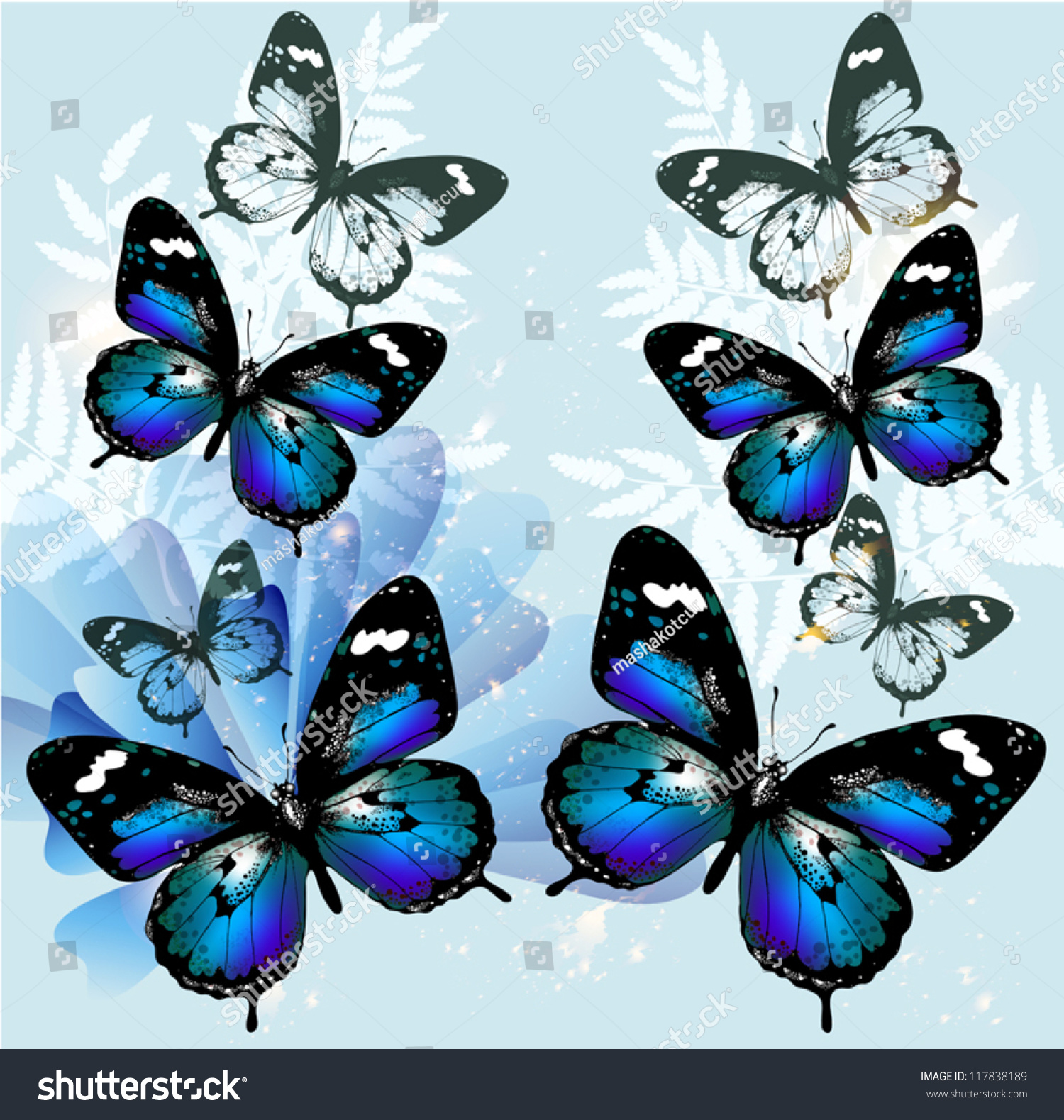 Vector Illustration Butterflies Stock Vector (Royalty Free) 117838189 ...