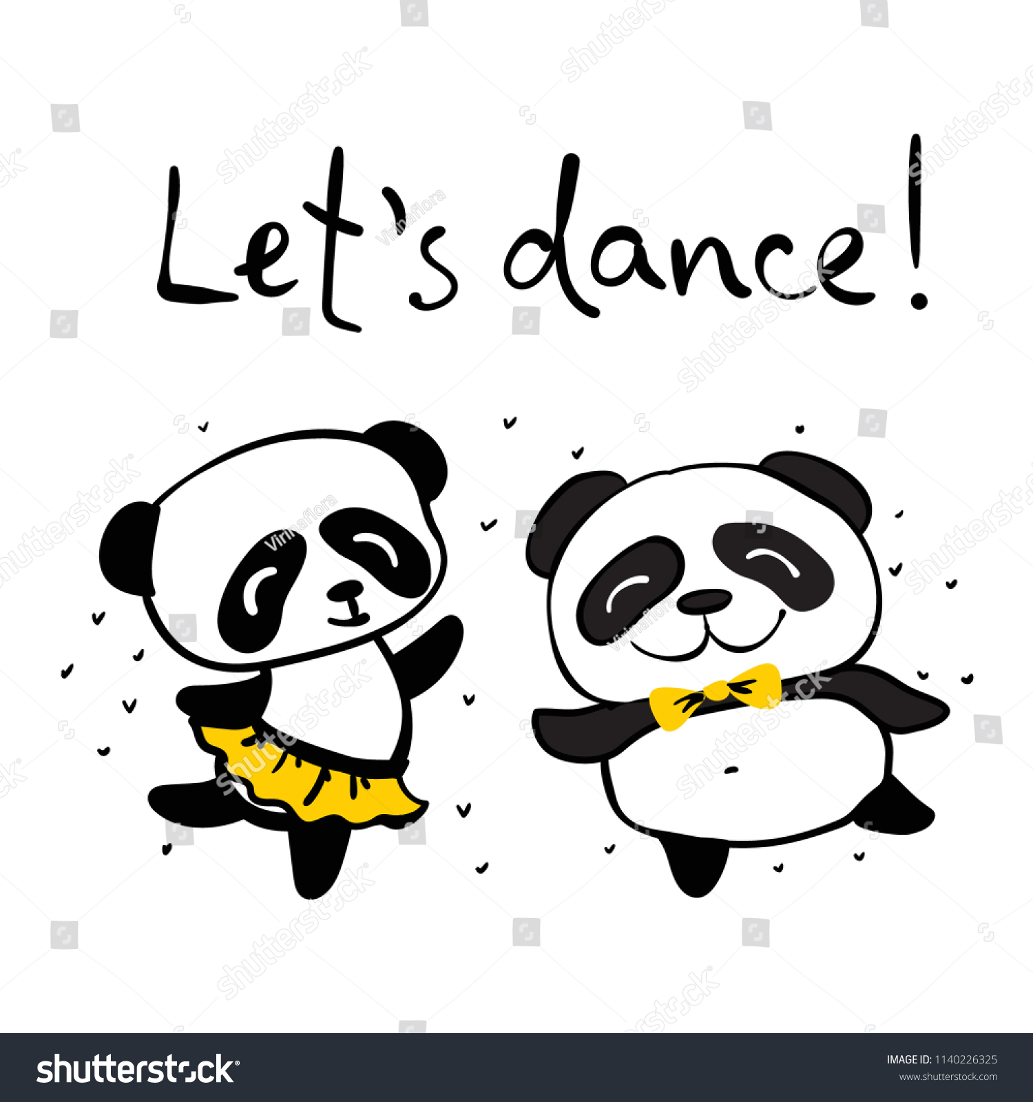 Vector Illustration Cute Dancing Pandas: เวกเตอร์สต็อก (ปลอดค่า ...