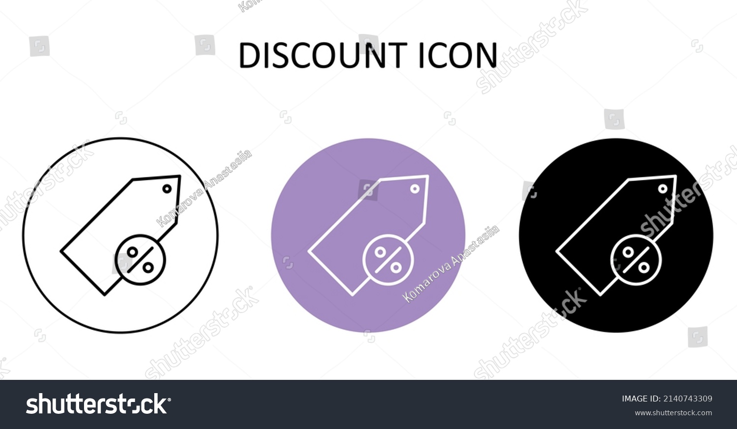 Vector Illustration Discount Icon Linear Drawing Stock Vector (Royalty ...