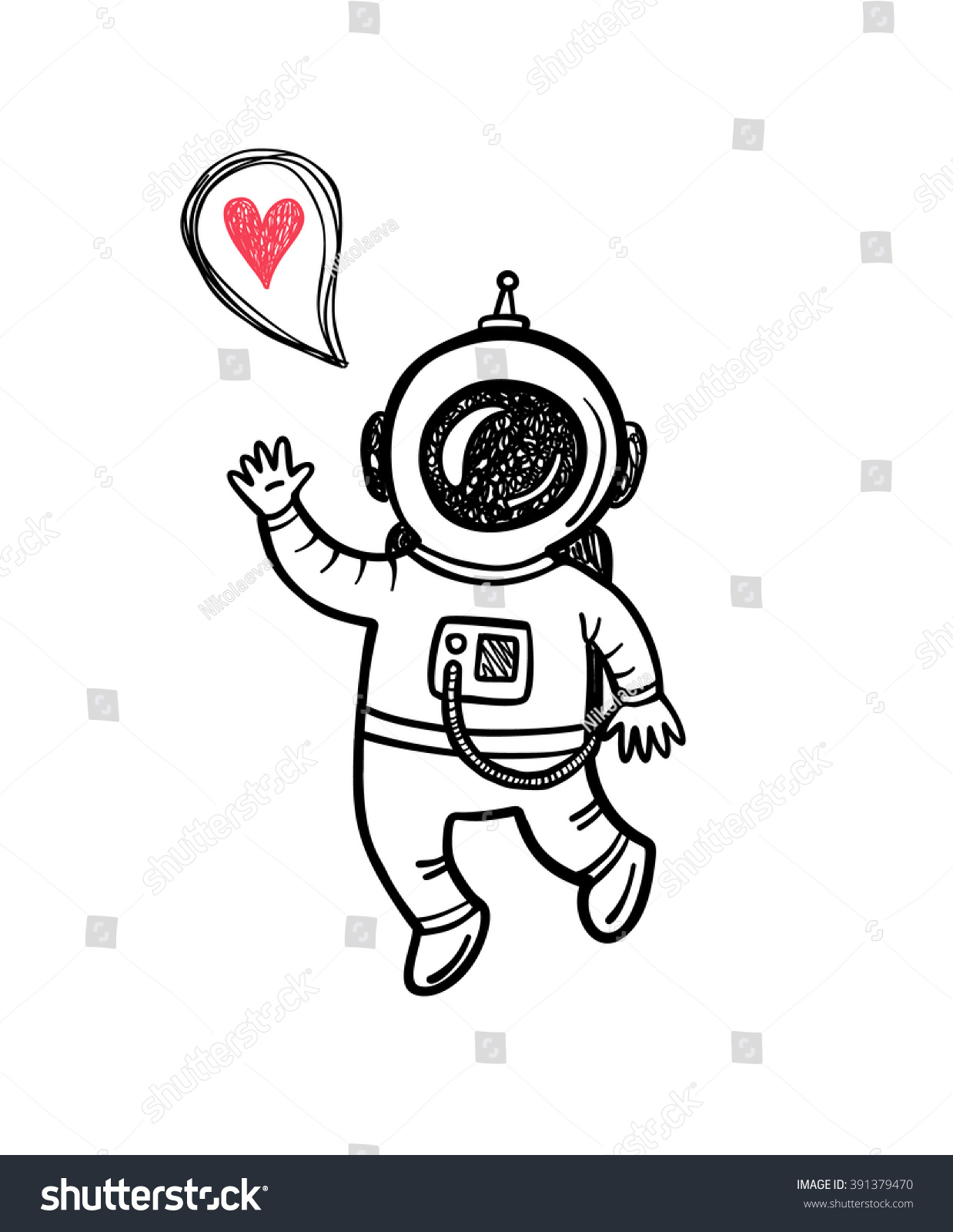 Vector Illustration Doodle Astronaut Stock Vector 391379470 - Shutterstock