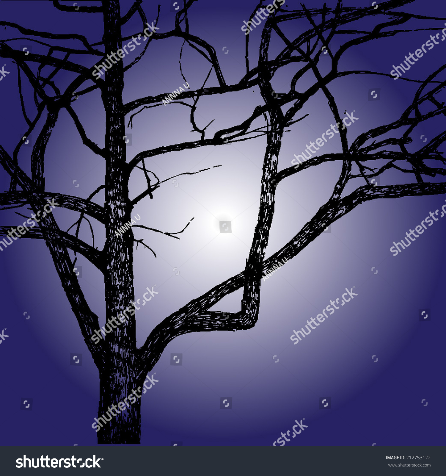 Vector Illustration Hand Drawn Dark Tree Stock Vector (Royalty Free ...