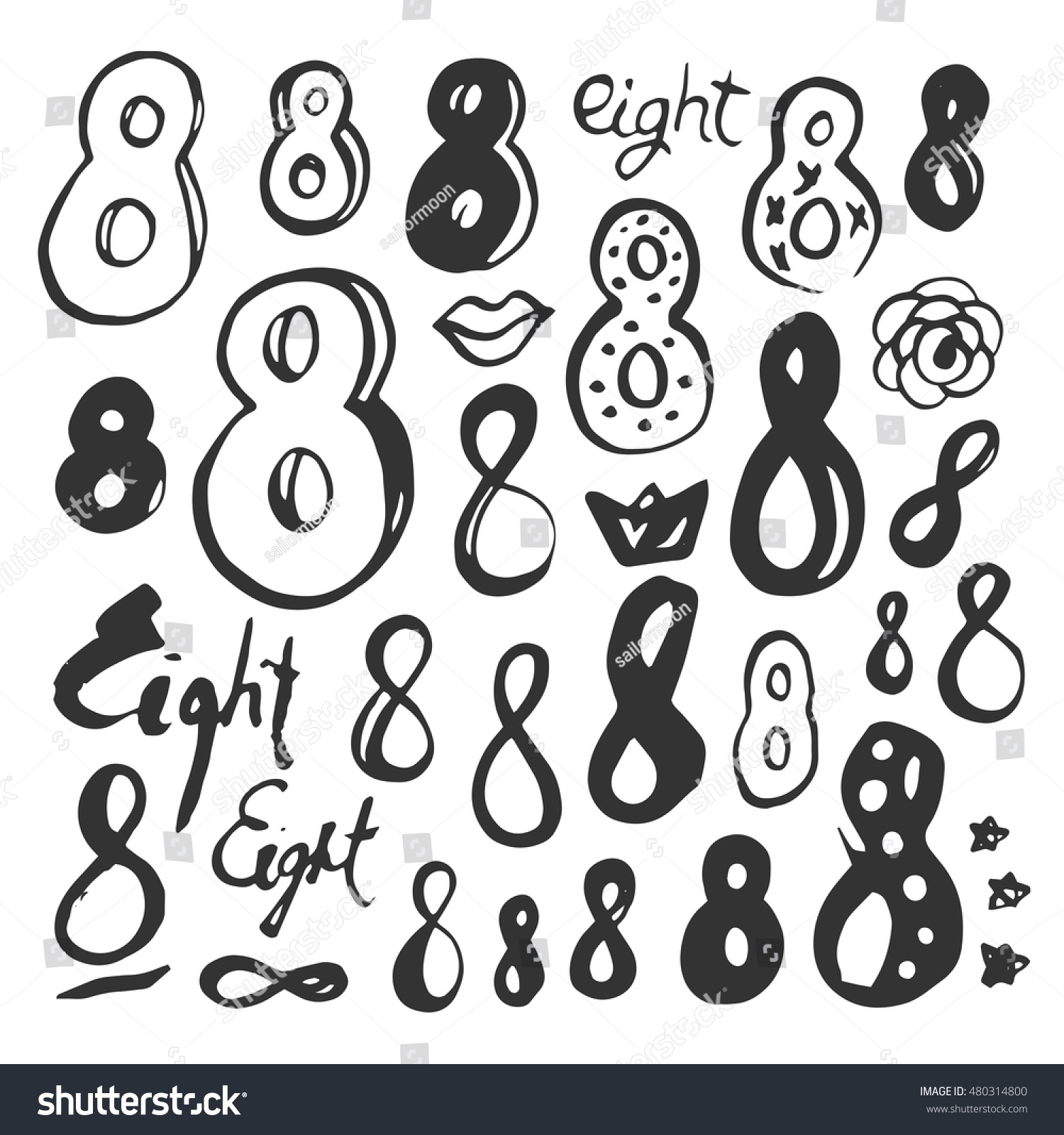 Vector Illustration Hand Drawn Numbers Stock Vector (Royalty Free ...