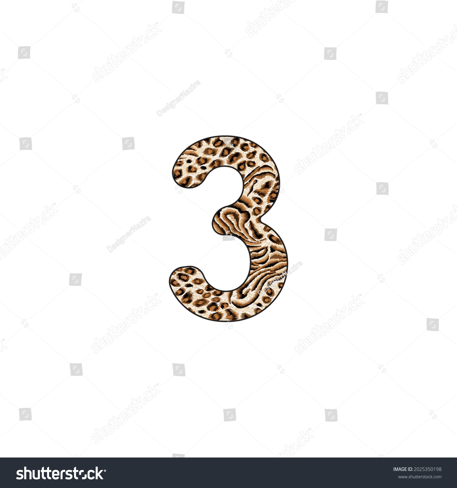 Vector Illustration Leopard Number 3 Stock Vector (Royalty Free) 2025350198