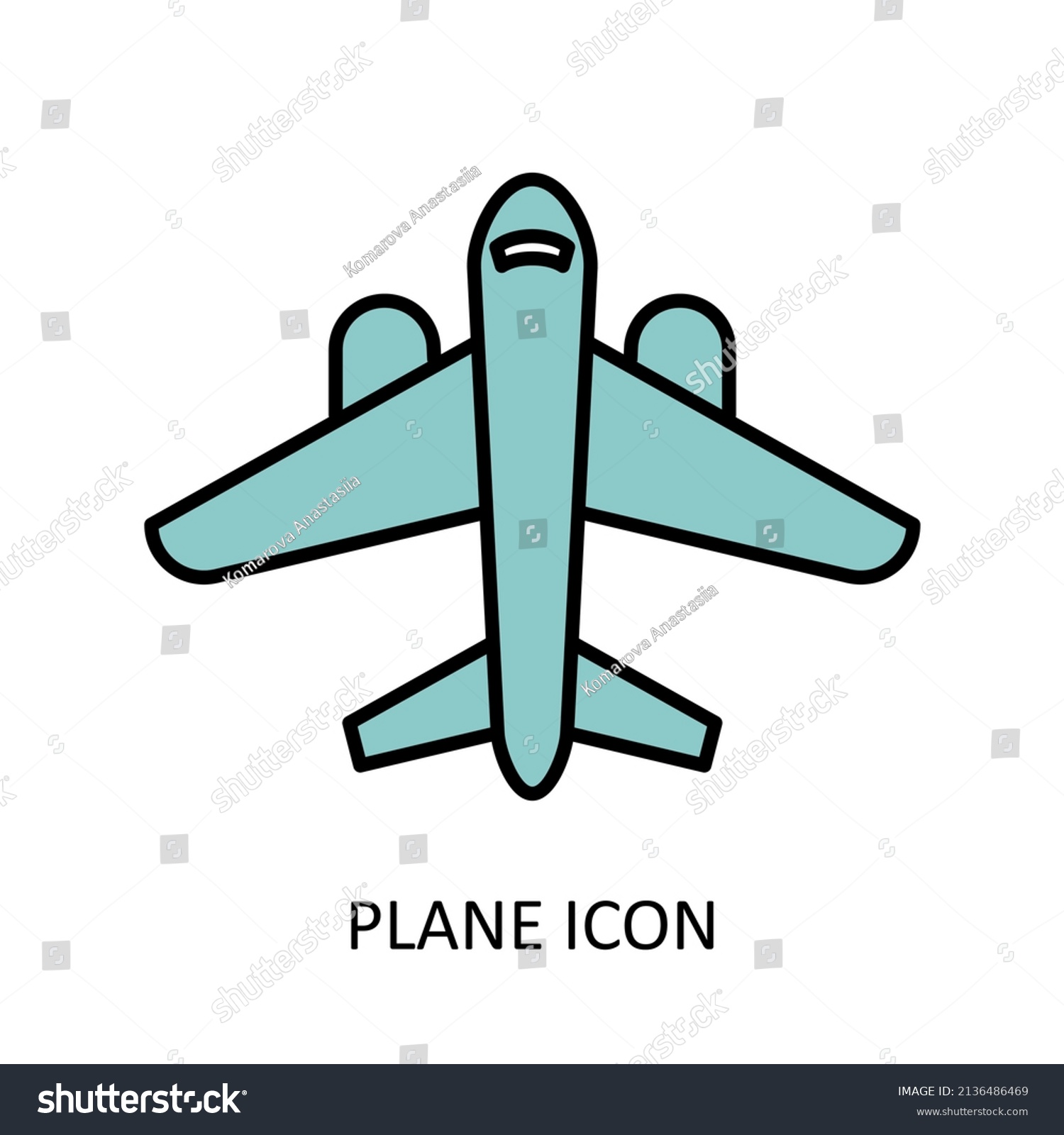 Vector Illustration Plane Icon Linear Drawing Stock Vector (Royalty ...