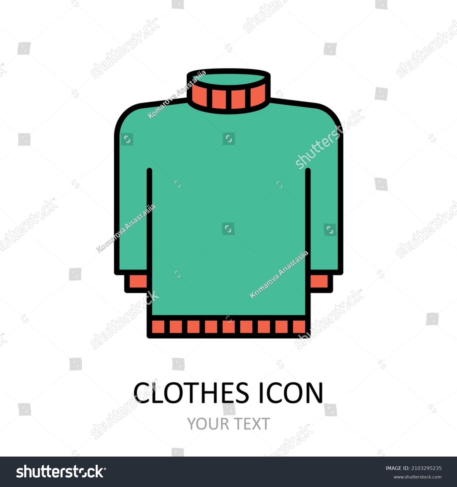 Vector Illustration Pullover Icon Outline Drawing Stock Vector (Royalty ...