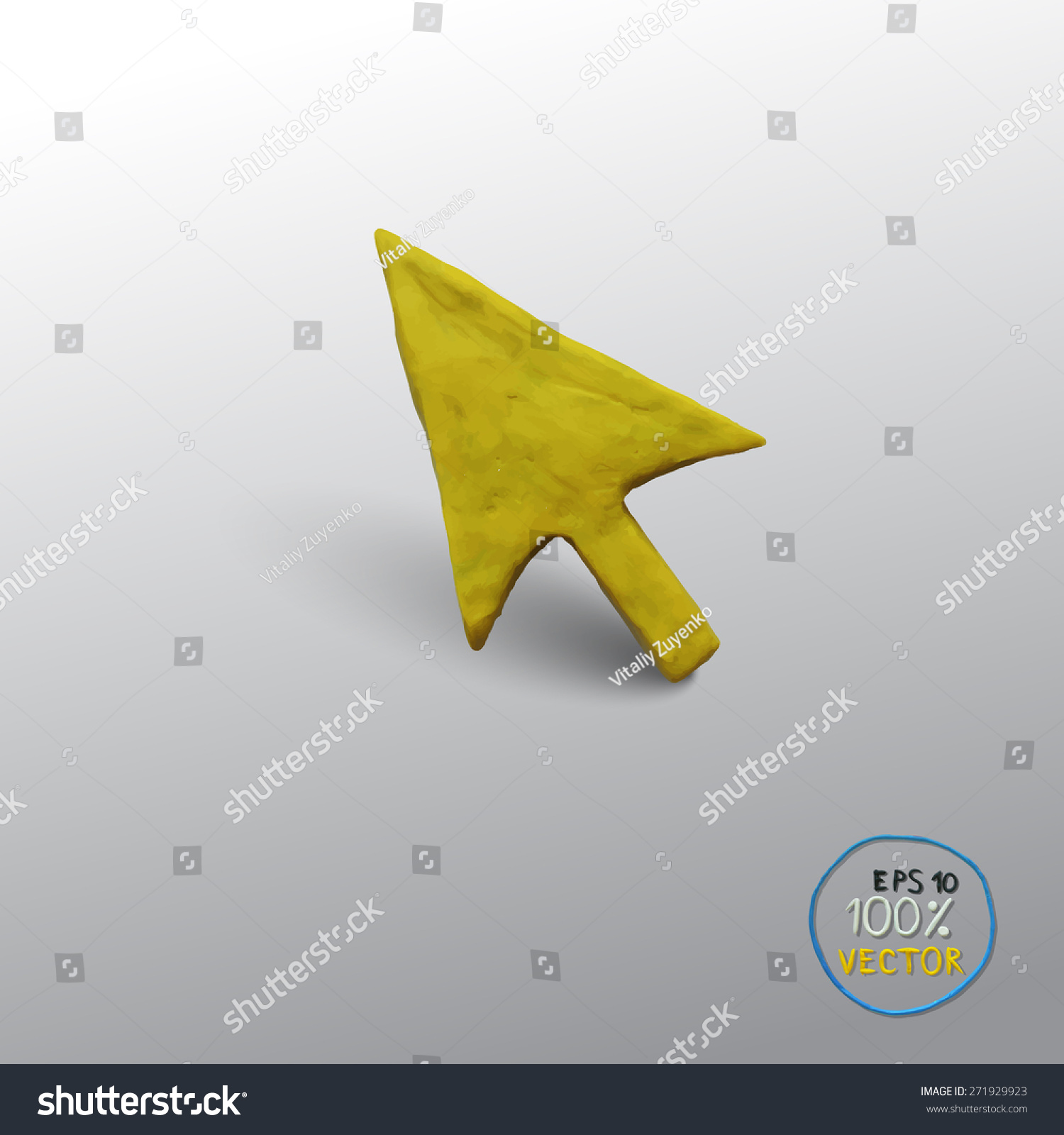 Vector Illustration Yellow Cursor Arrow Plasticine Stock Vector ...