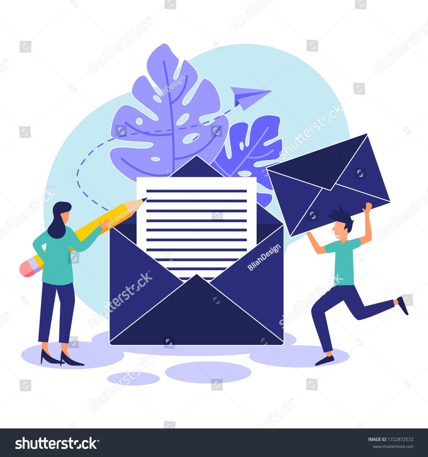 Vector Illustrations Envelopes Letters Receiving Letters Stock Vector ...